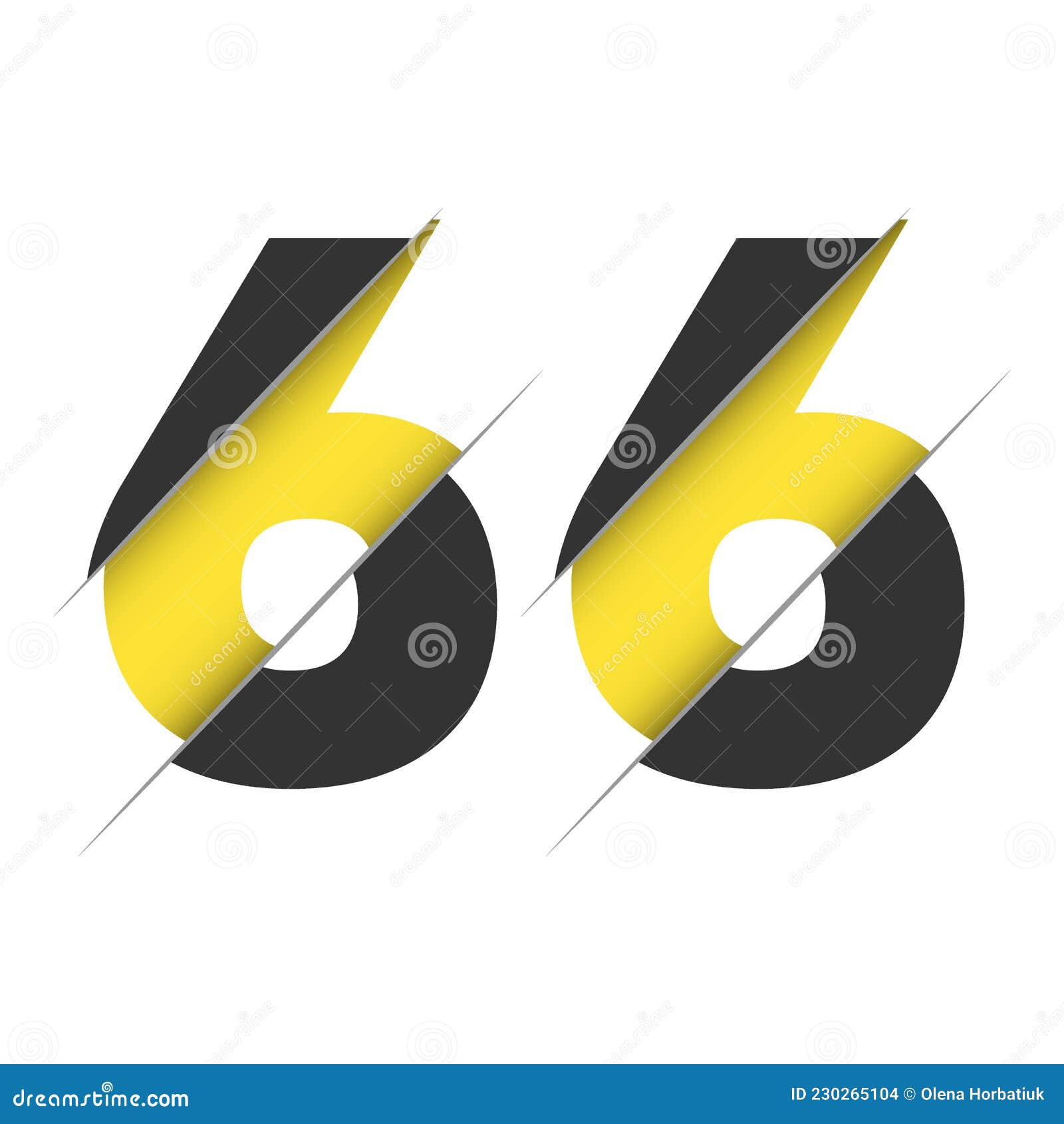 66 6 Number Logo Design with a Creative Cut and Black Circle Background ...