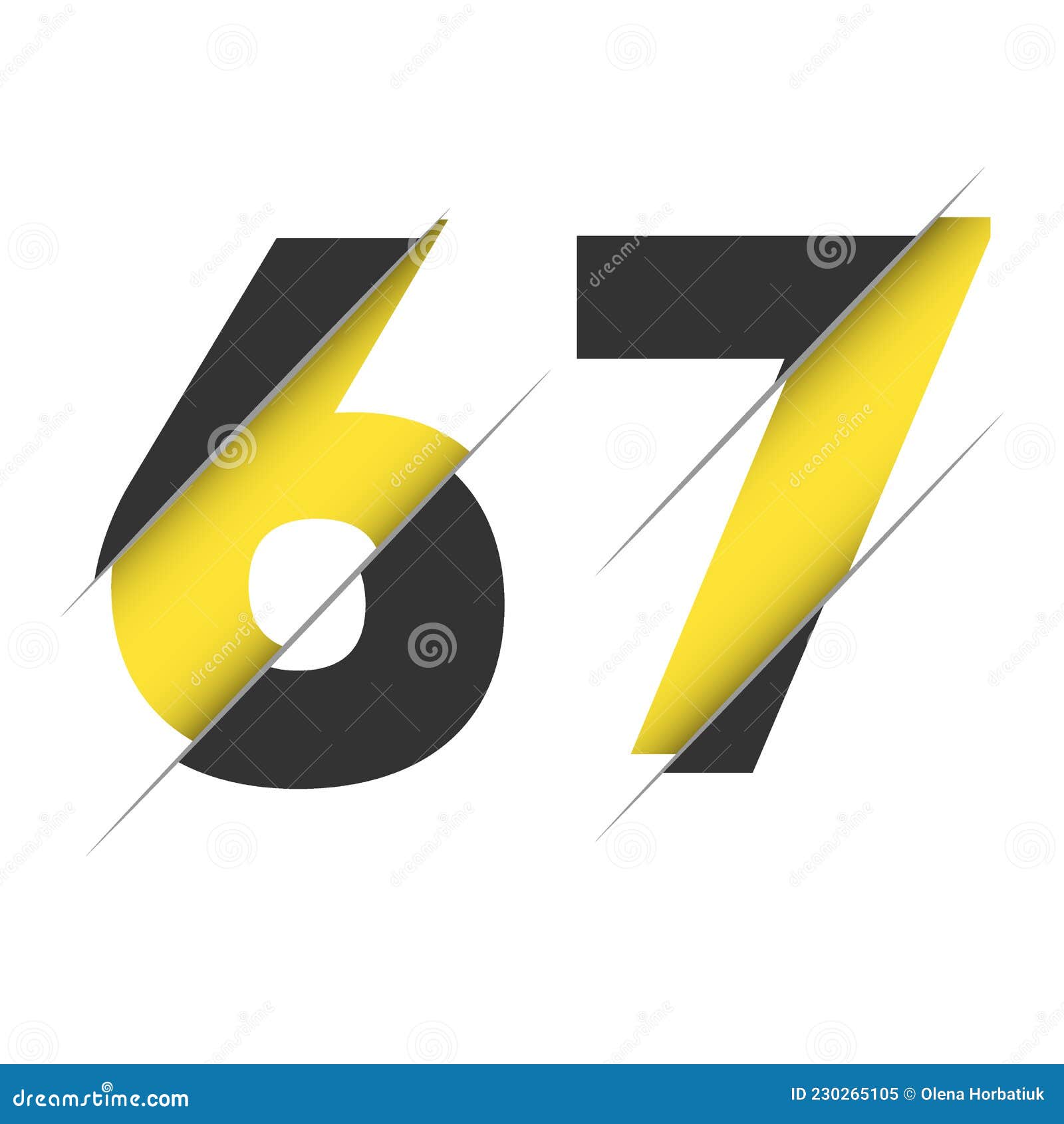 67 6 7 Number Logo Design with a Creative Cut and Black Circle ...