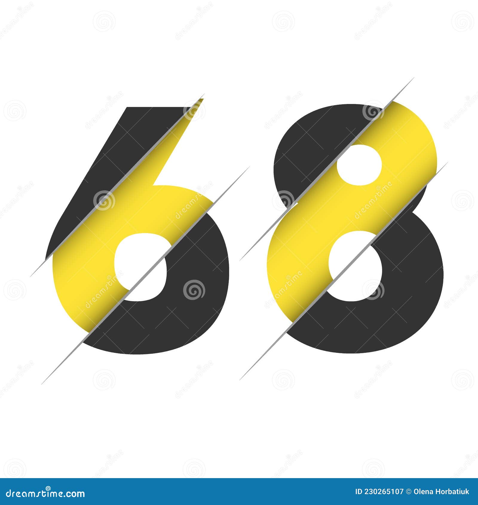 68 6 8 Number Logo Design with a Creative Cut and Black Circle ...