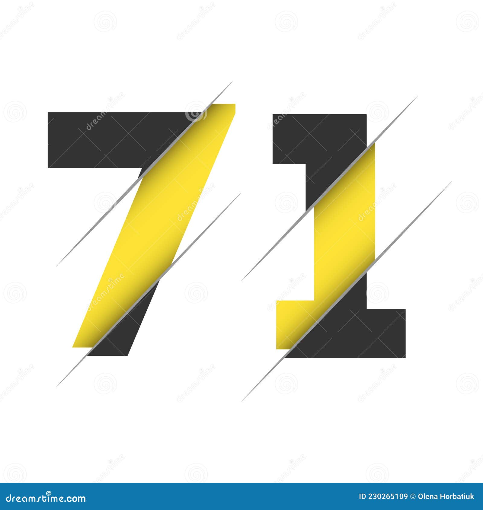 71 7 1 Number Logo Design with a Creative Cut and Black Circle ...