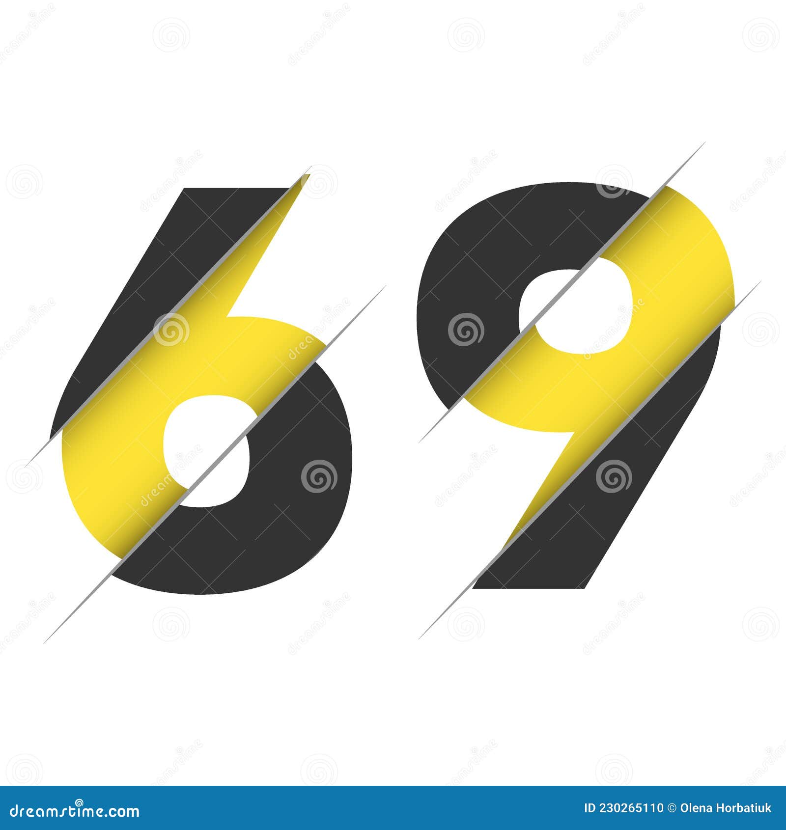 69 6 9 Number Logo Design with a Creative Cut and Black Circle ...