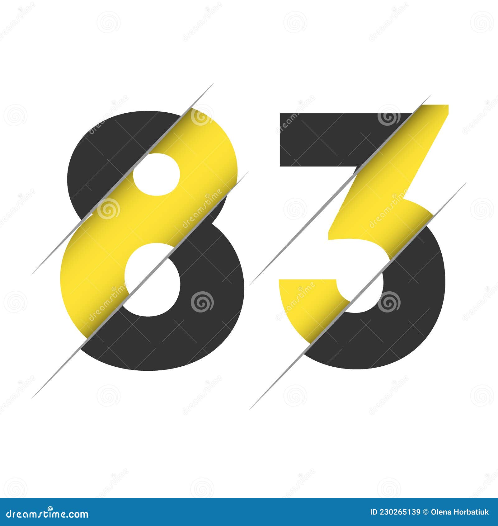 83 8 3 Number Logo Design with a Creative Cut and Black Circle ...