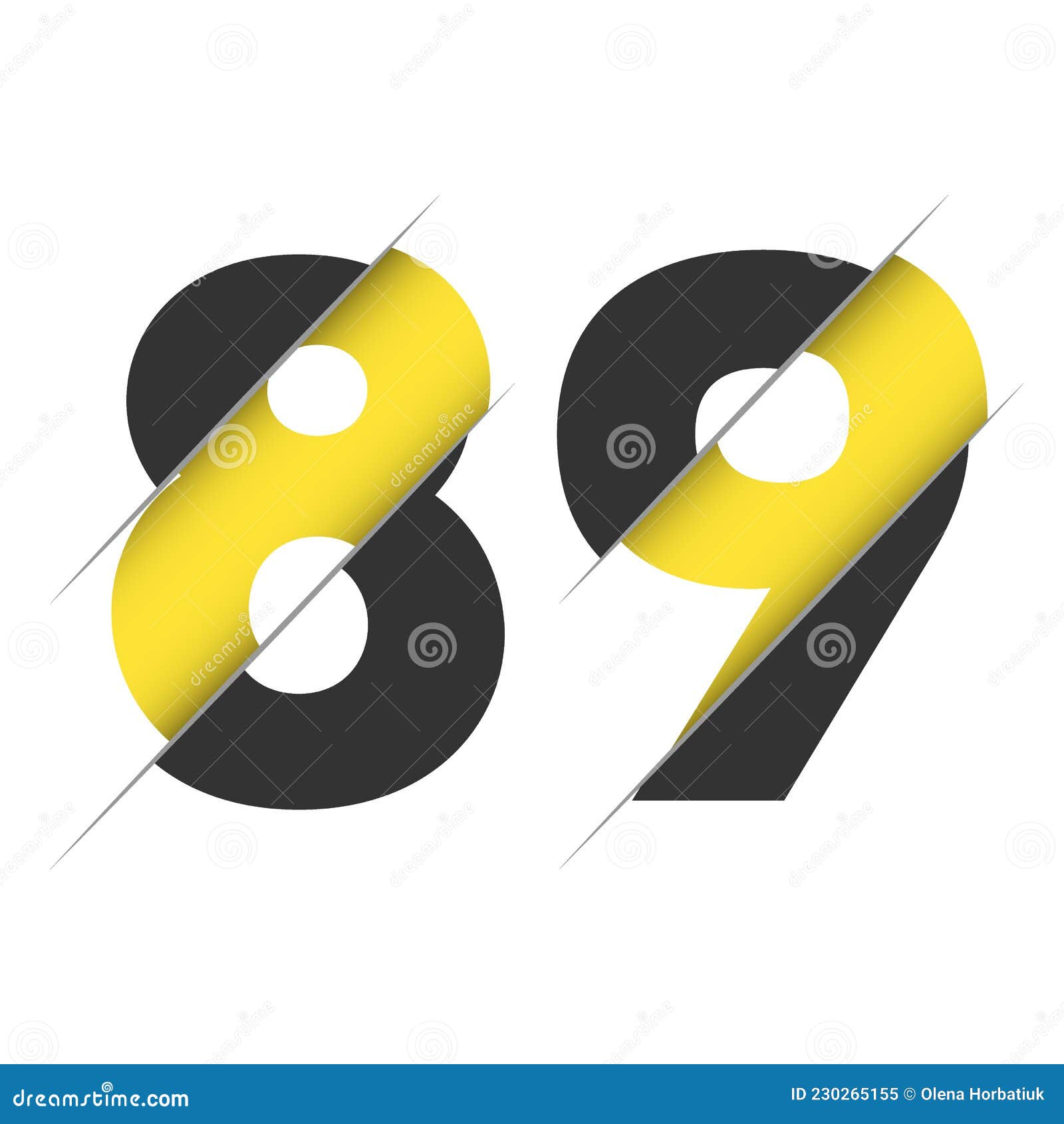 89 8 9 Number Logo Design with a Creative Cut and Black Circle ...
