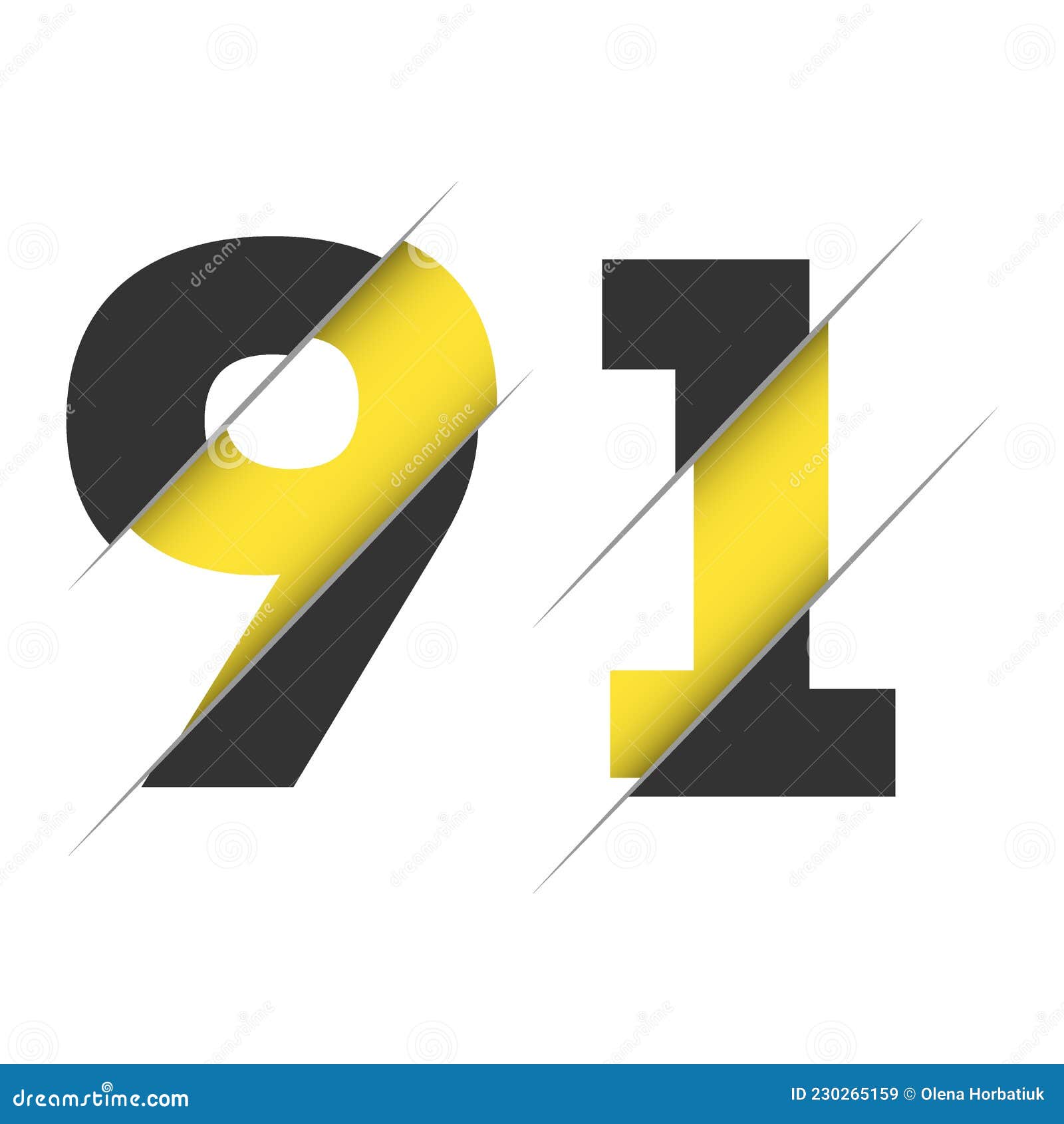 91 9 1 Number Logo Design with a Creative Cut and Black Circle ...