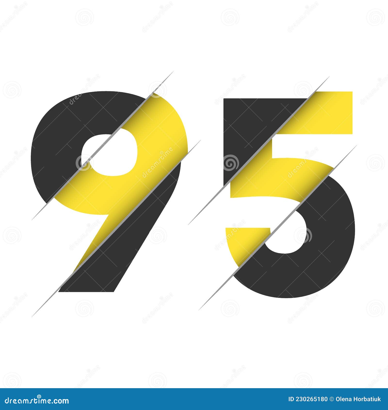 95 9 5 Number Logo Design with a Creative Cut and Black Circle ...