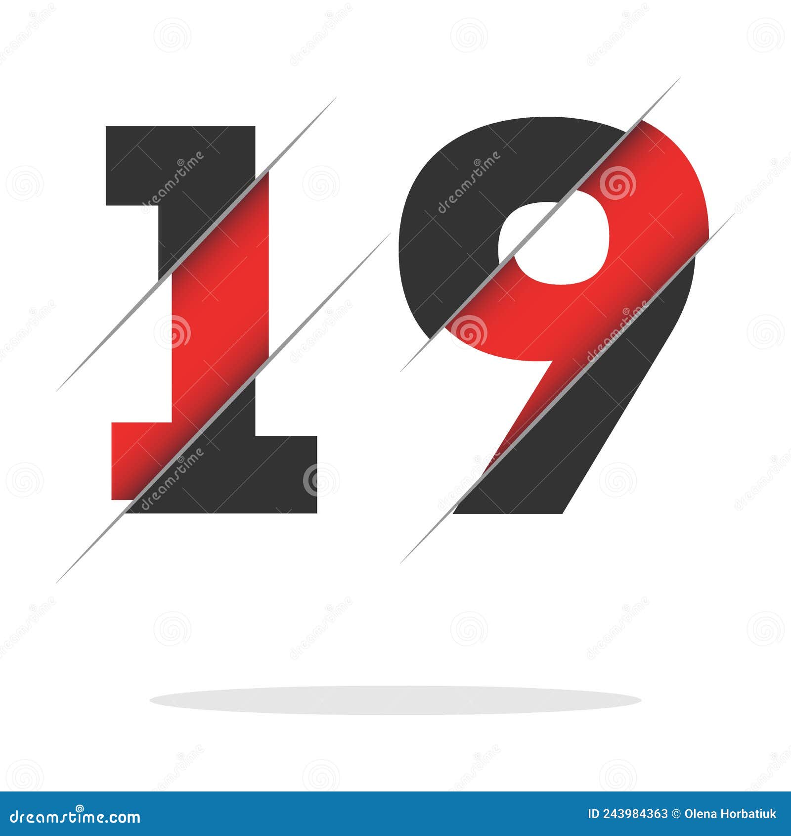 19 1 9 Number Logo Design with a Creative Cut and Black Circle ...