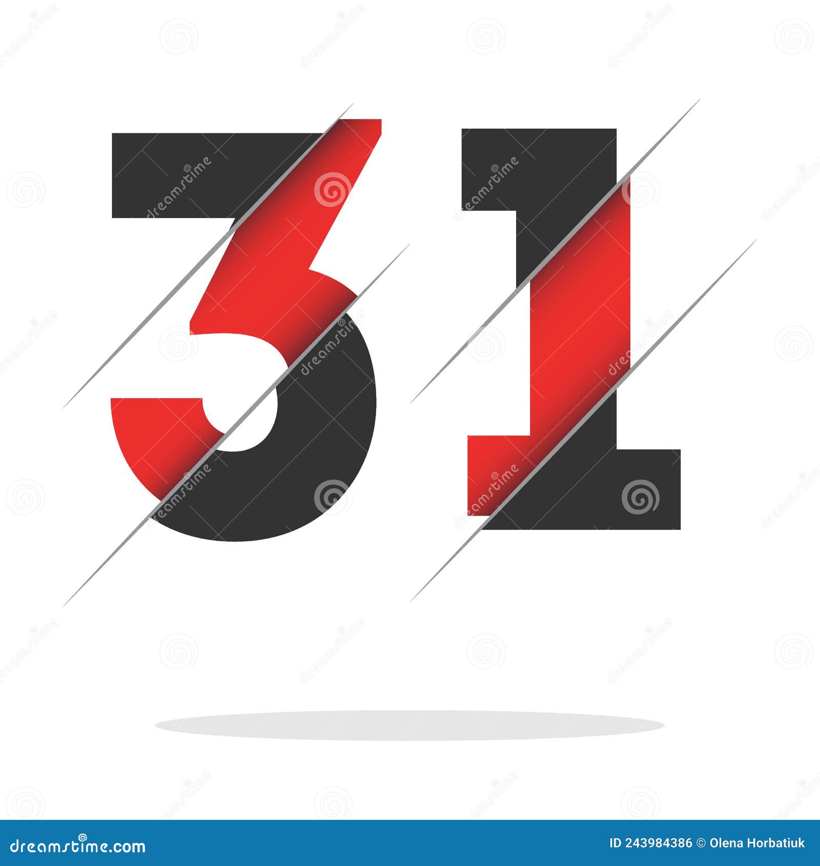 31 3 1 Number Logo Design with a Creative Cut and Black Circle ...