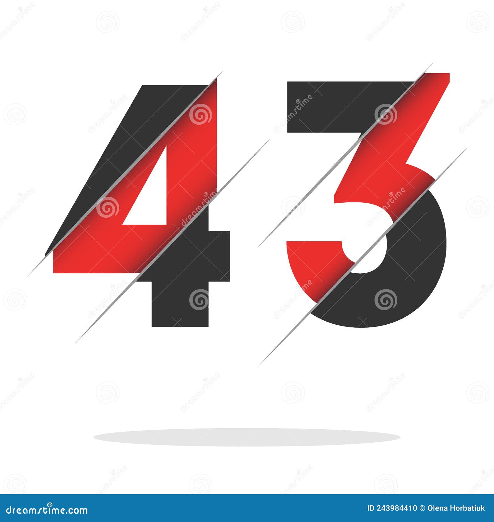 43 4 3 Number Logo Design with a Creative Cut and Black Circle ...