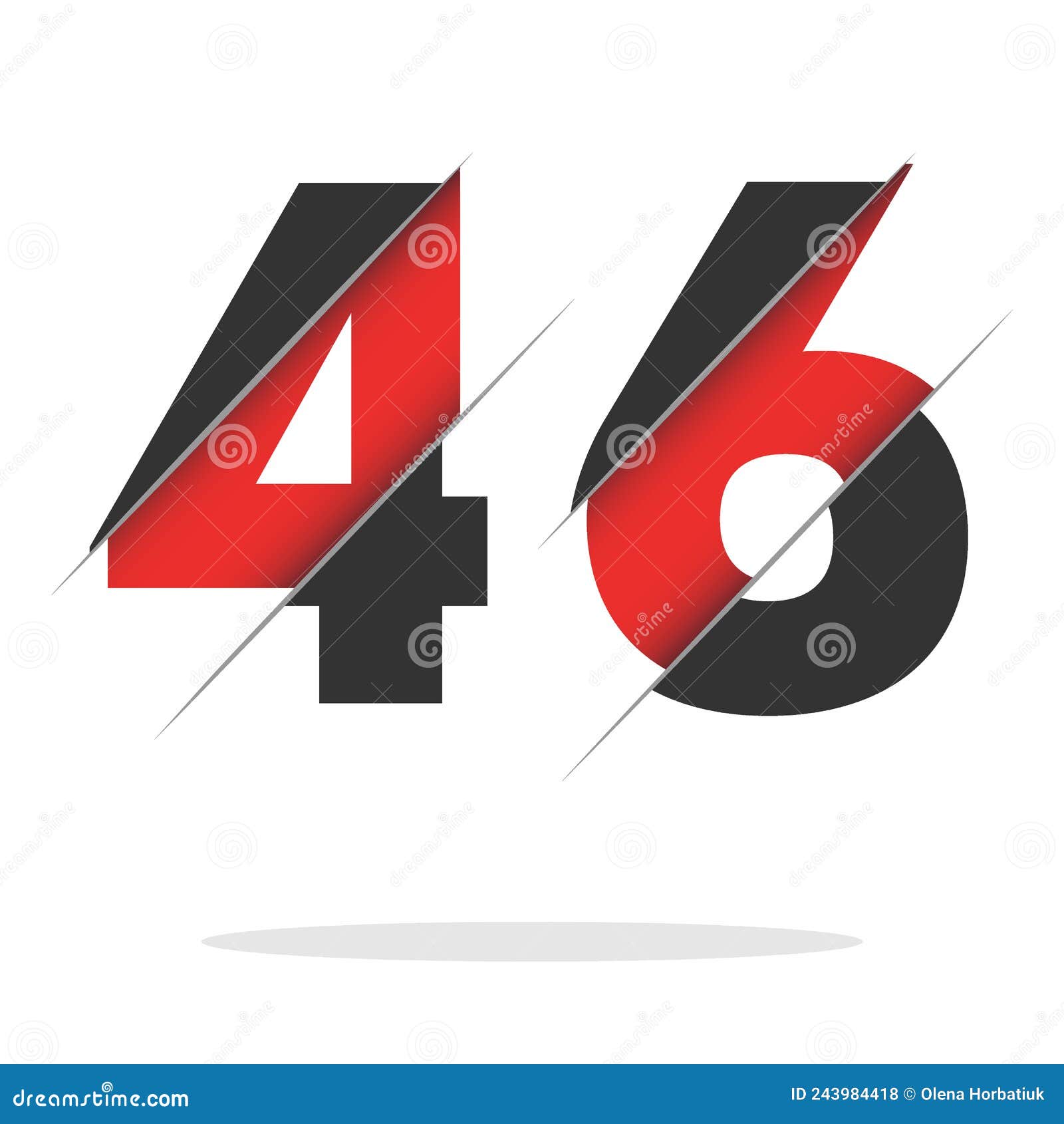 46 4 6 Number Logo Design with a Creative Cut and Black Circle ...