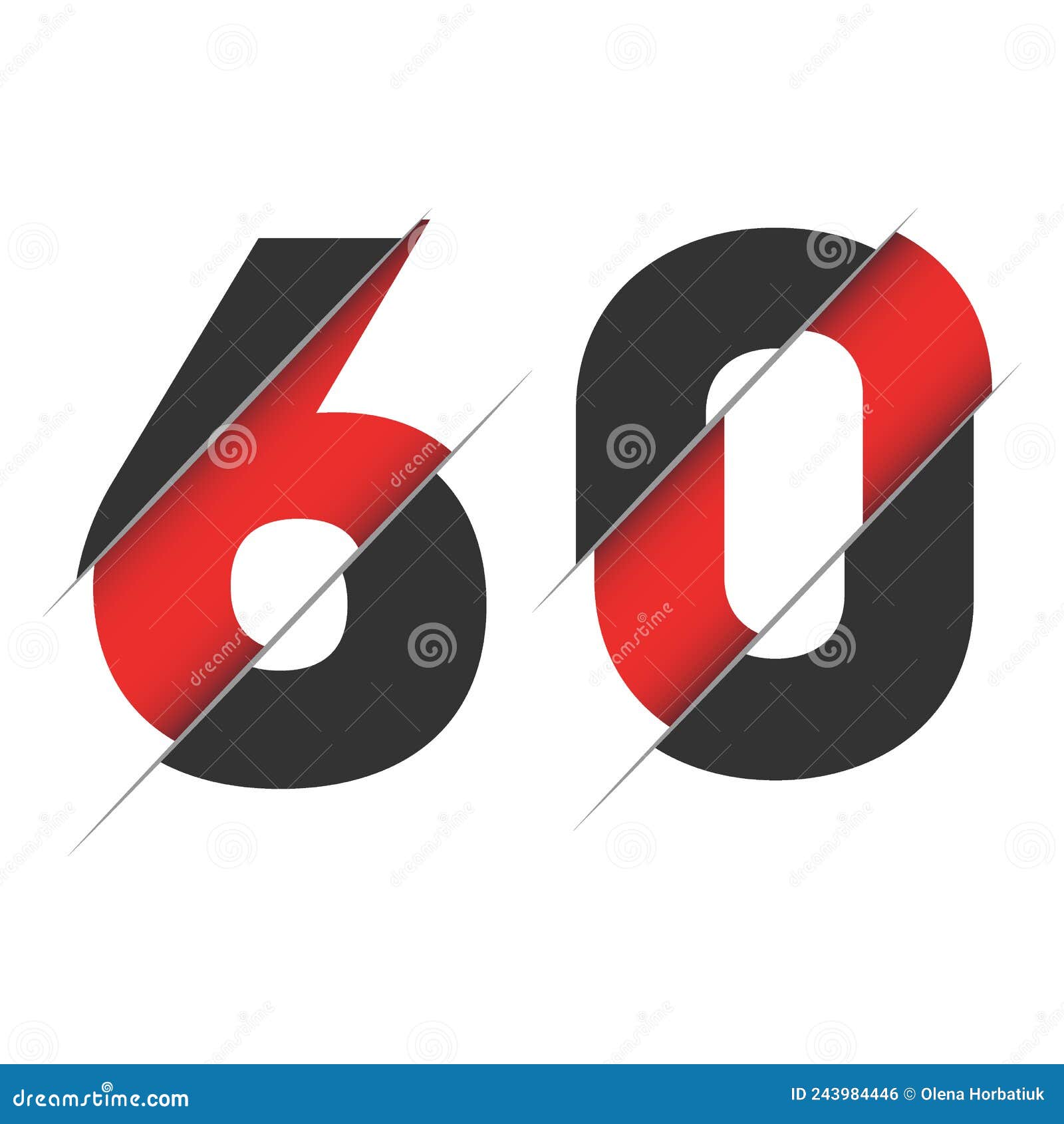 60 6 0 Number Logo Design with a Creative Cut and Black Circle ...