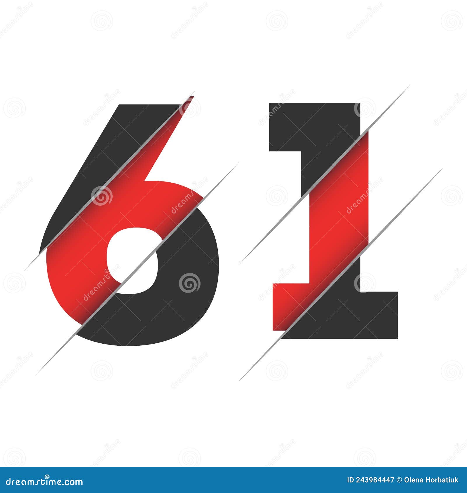 61 6 1 Number Logo Design with a Creative Cut and Black Circle ...