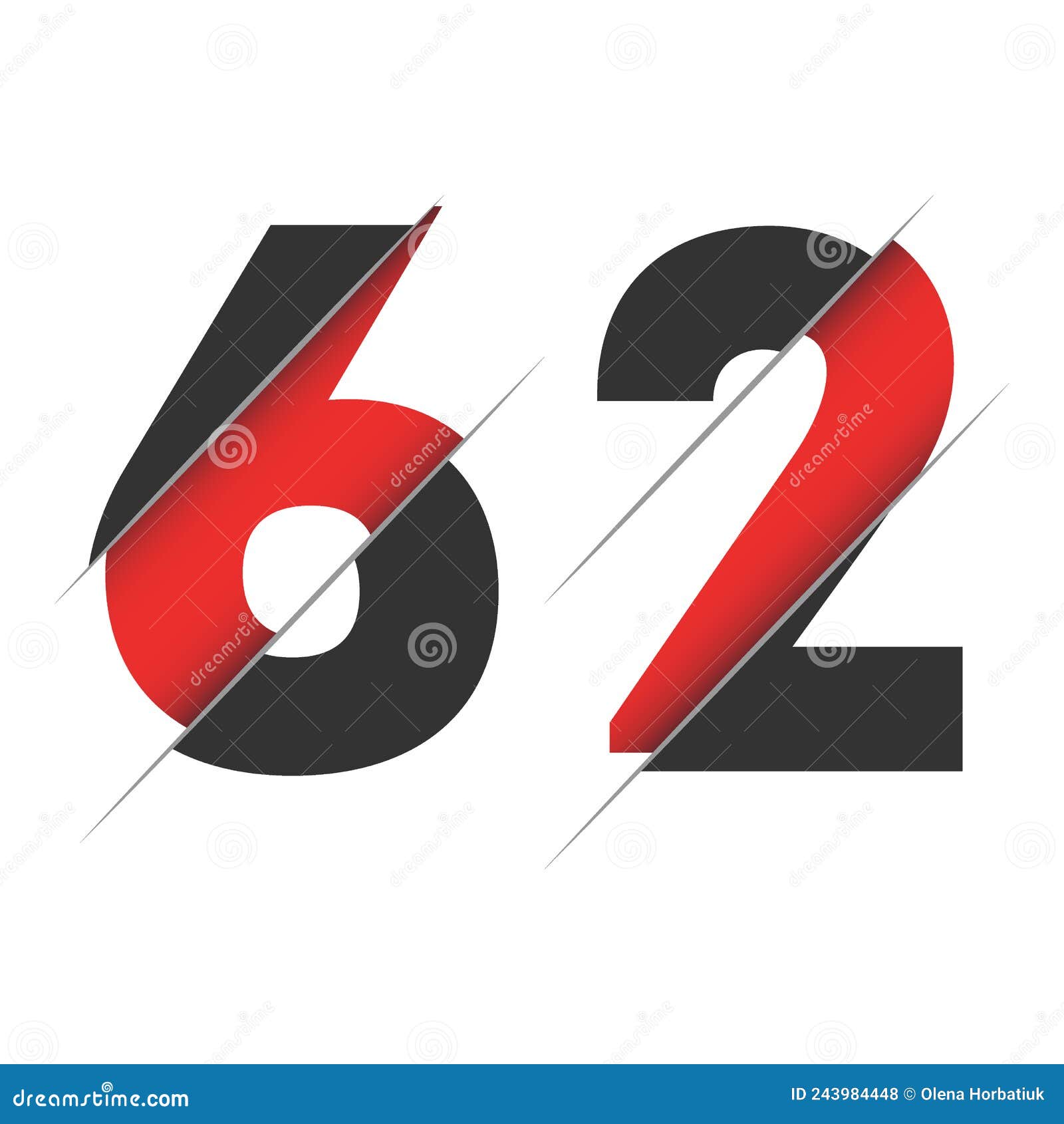 62 6 2 Number Logo Design with a Creative Cut and Black Circle ...
