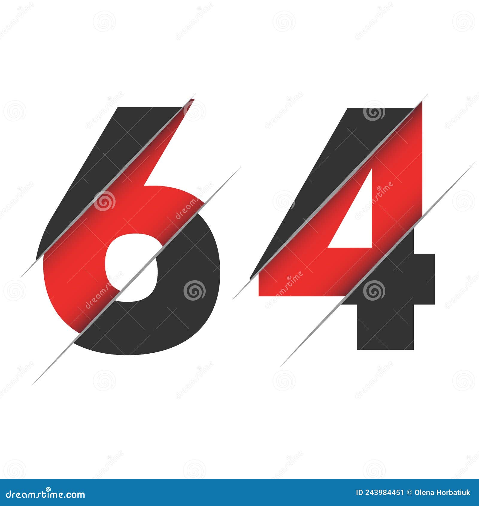 64 6 4 Number Logo Design with a Creative Cut and Black Circle ...