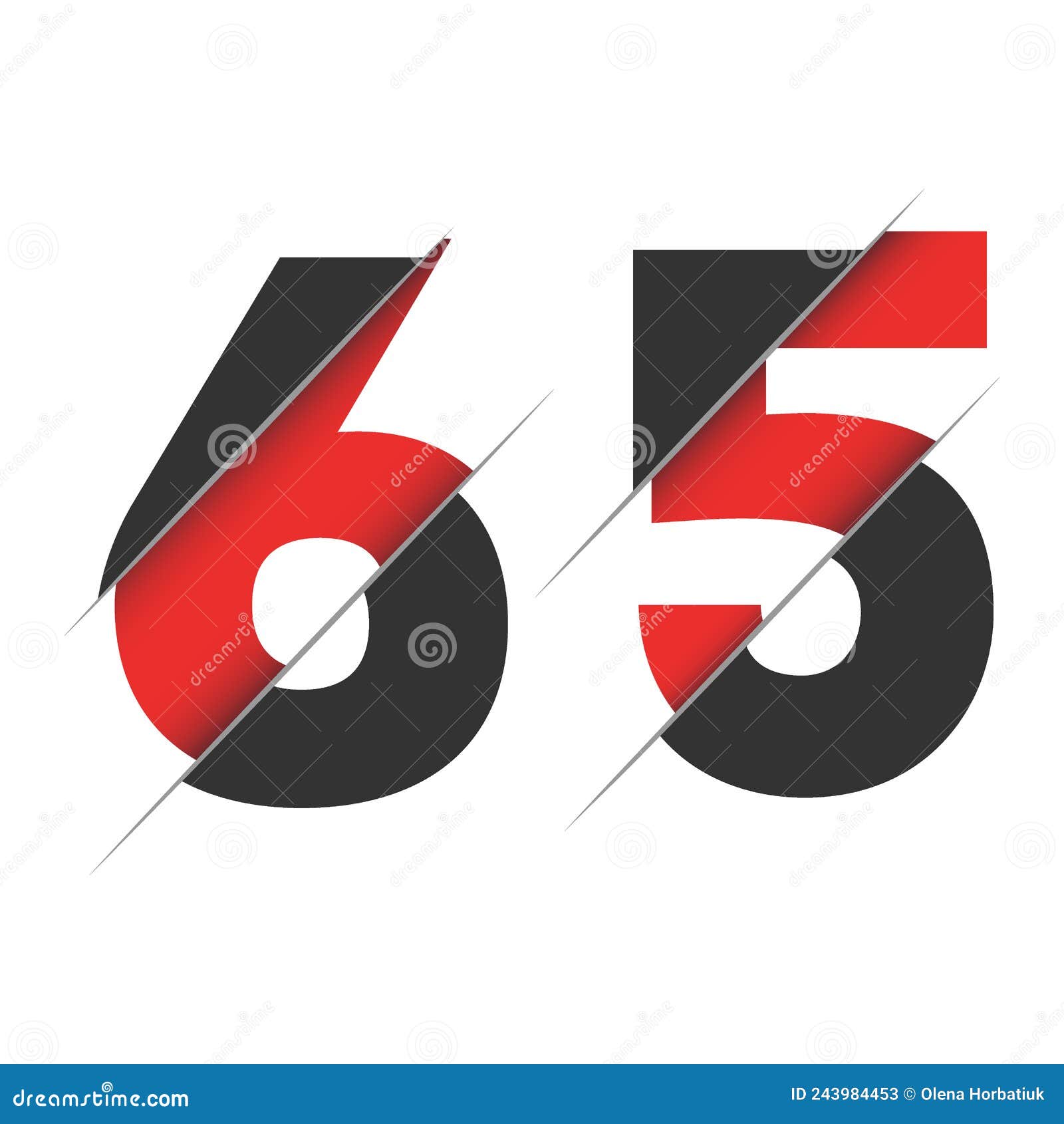 65 6 5 Number Logo Design with a Creative Cut and Black Circle ...