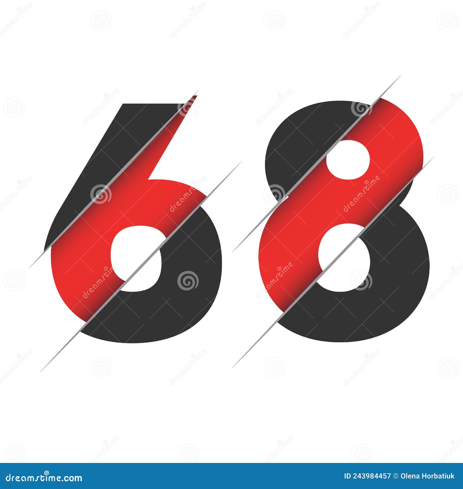 68 6 8 Number Logo Design with a Creative Cut and Black Circle ...