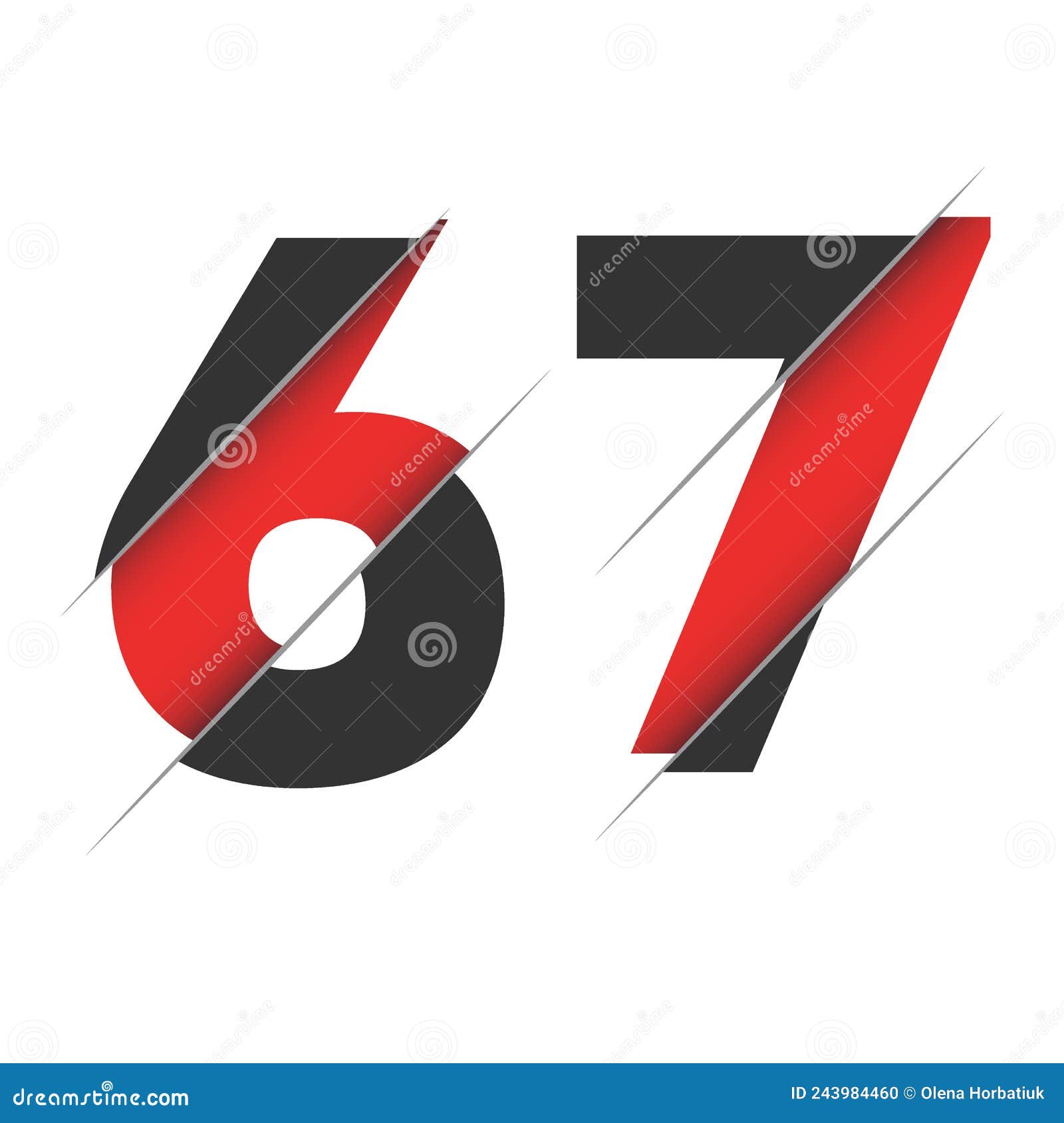 67 6 7 Number Logo Design with a Creative Cut and Black Circle ...