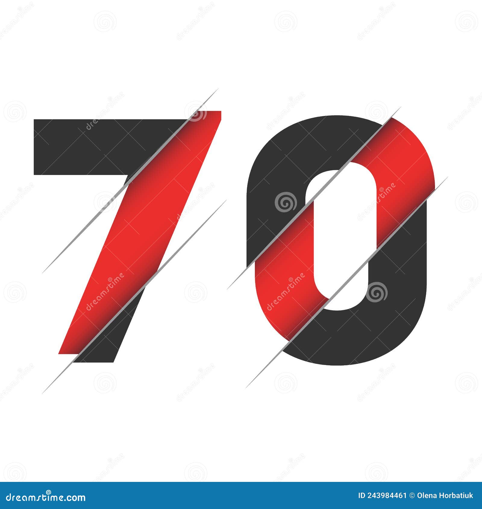 70 7 0 Number Logo Design with a Creative Cut and Black Circle ...