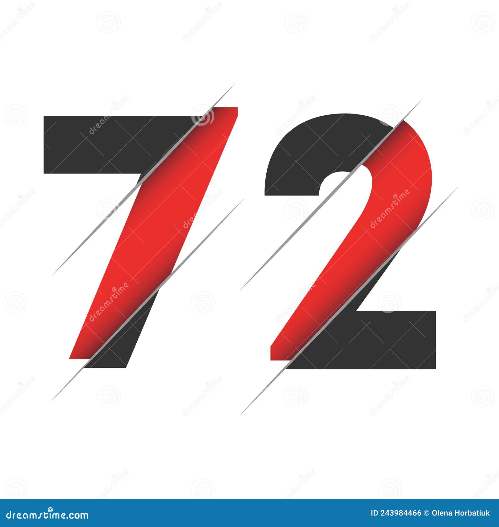 72 7 2 Number Logo Design with a Creative Cut and Black Circle ...
