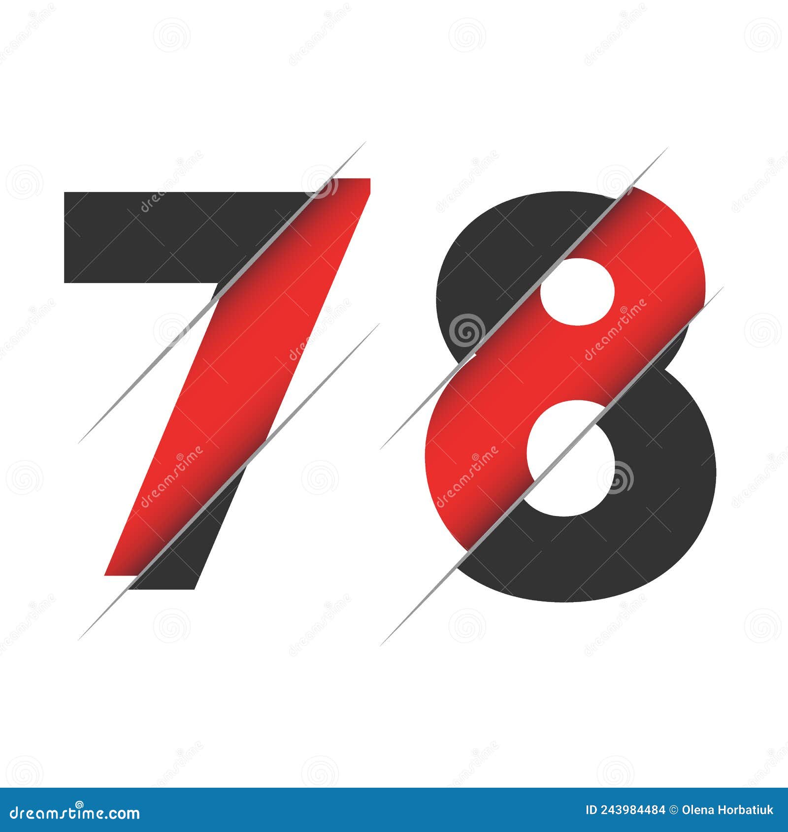 78 7 8 Number Logo Design with a Creative Cut and Black Circle ...