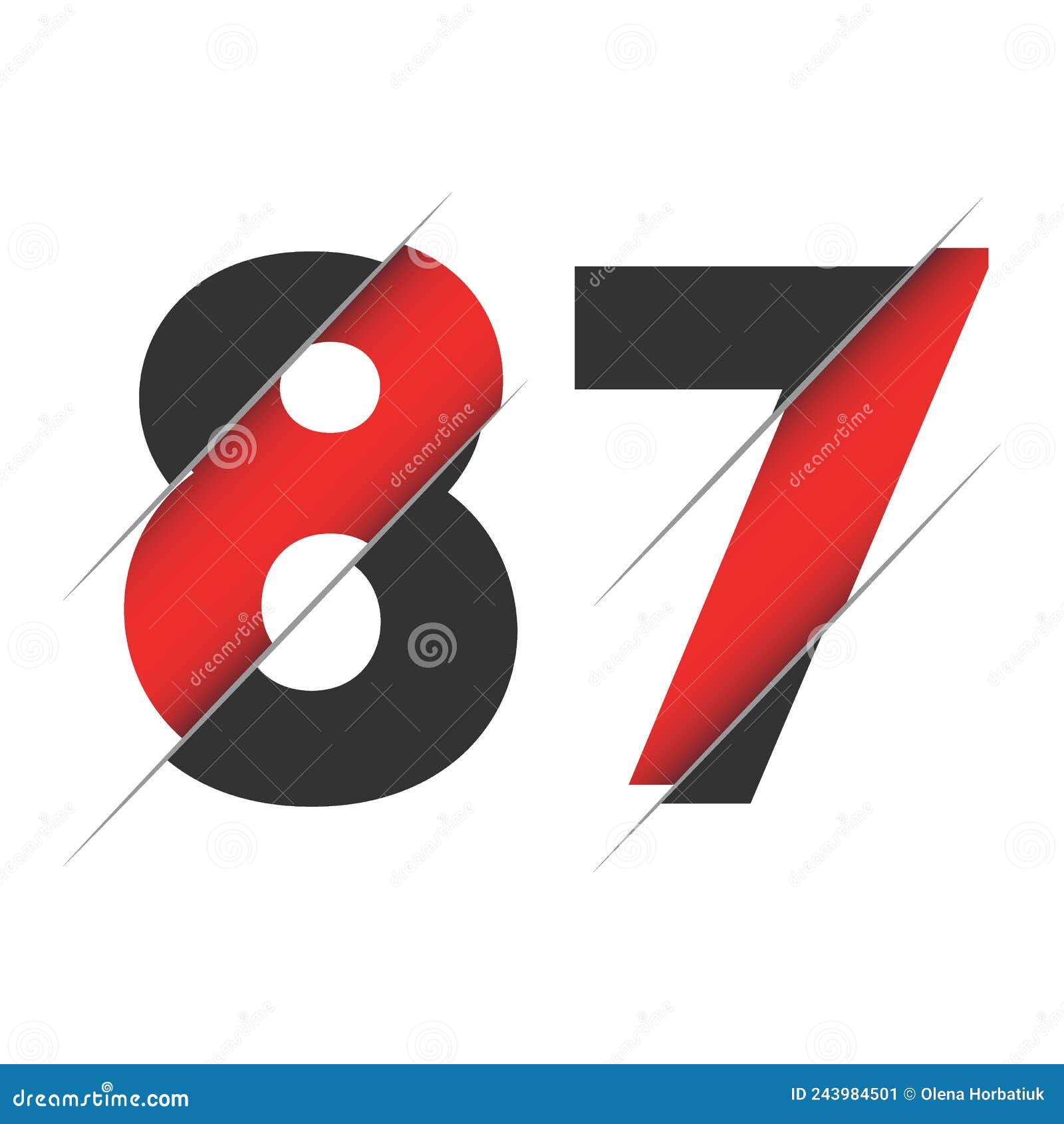 87 8 7 Number Logo Design with a Creative Cut and Black Circle ...