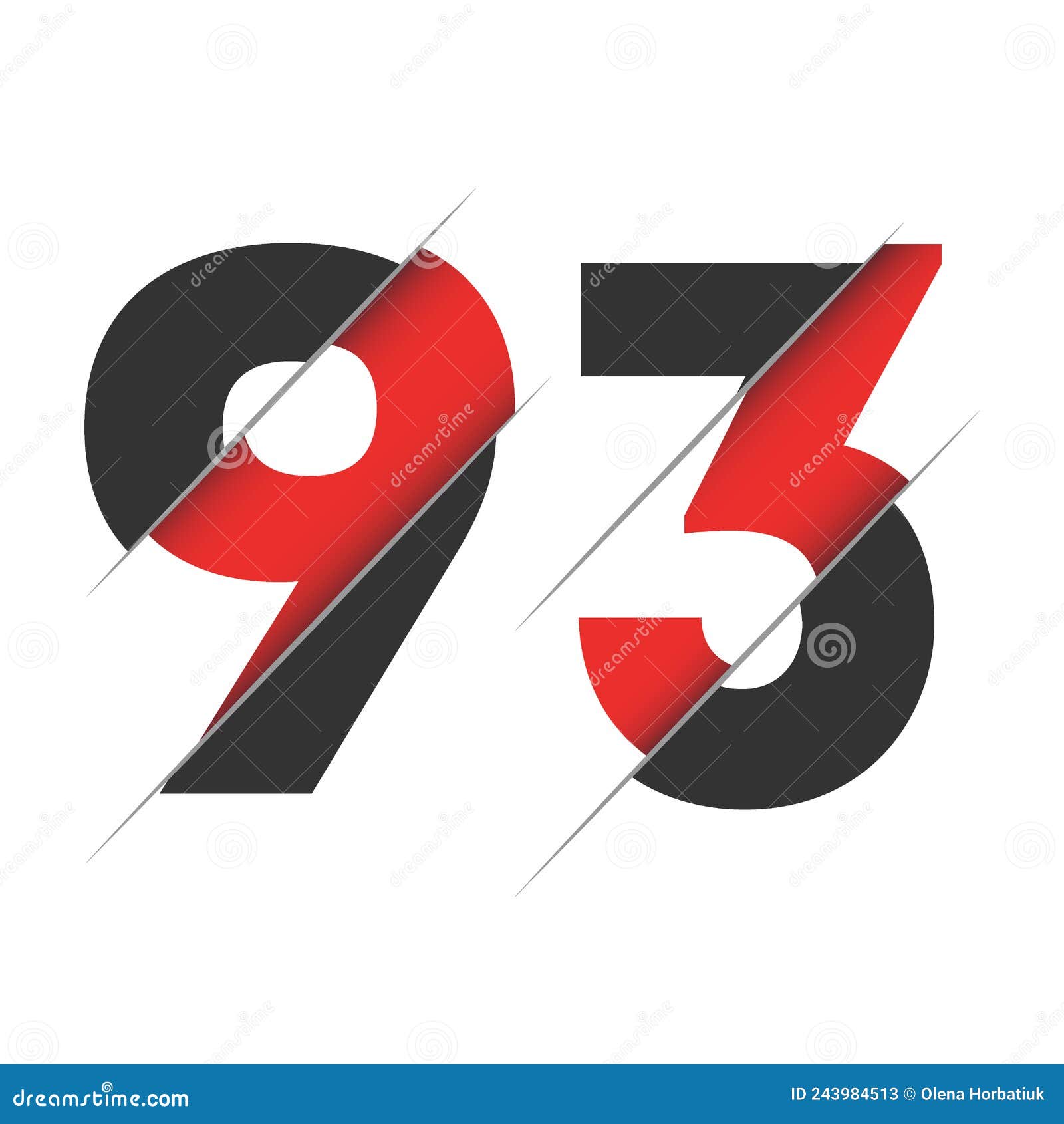 93 9 3 Number Logo Design with a Creative Cut and Black Circle ...