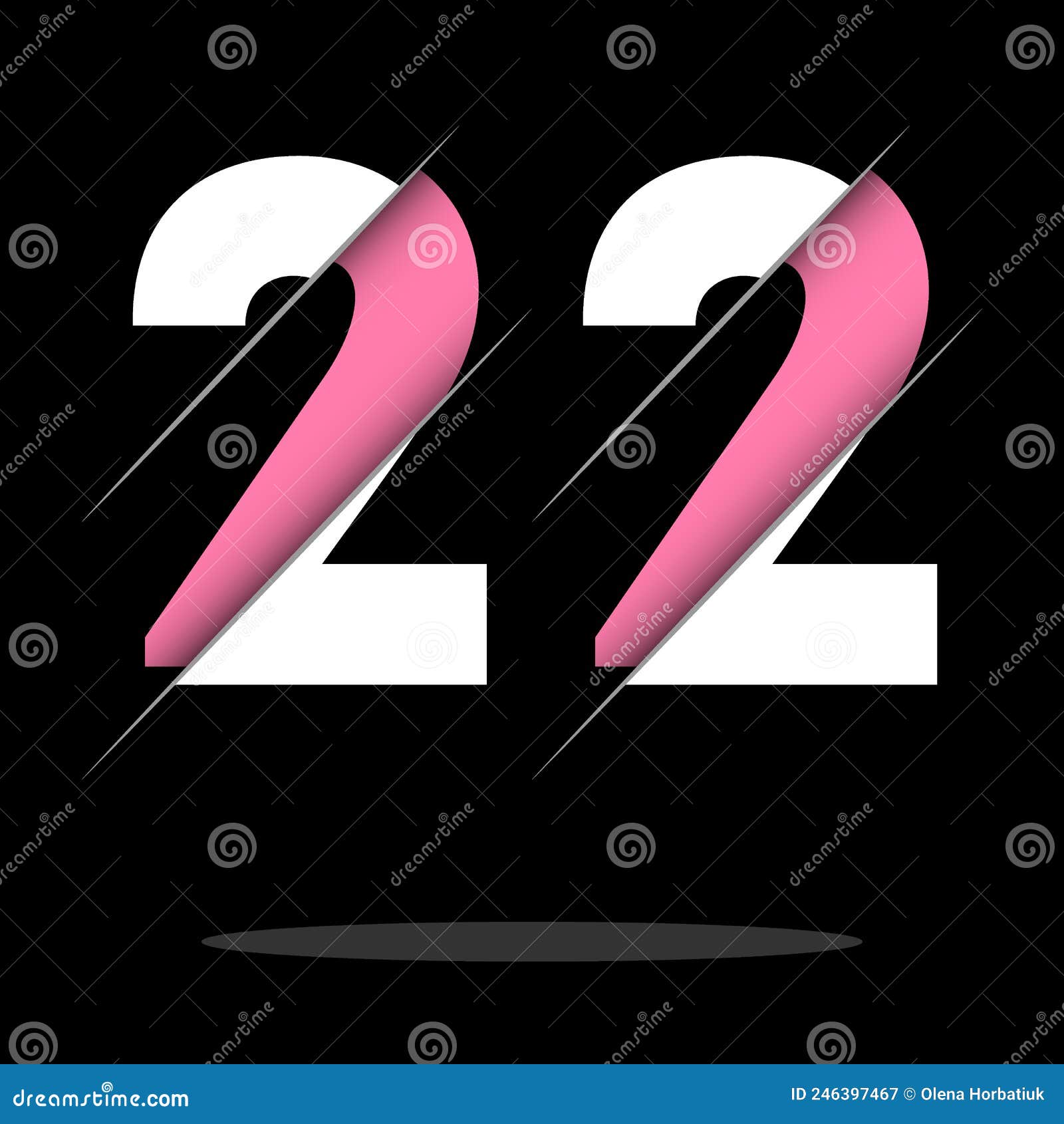 22 2 2 Number Logo Design with a Creative Cut and Black Circle ...