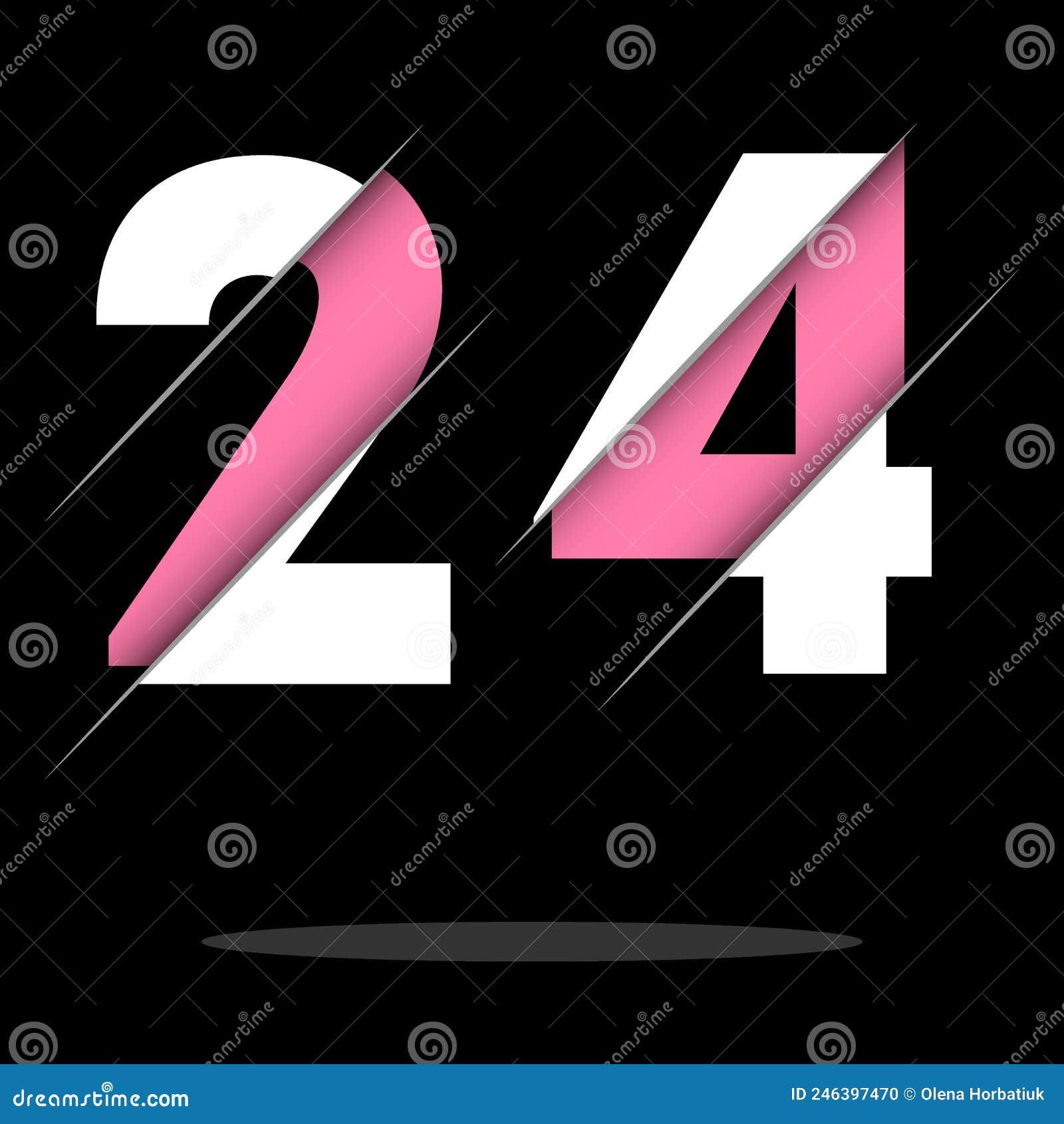 24 2 4 Number Logo Design with a Creative Cut and Black Circle ...