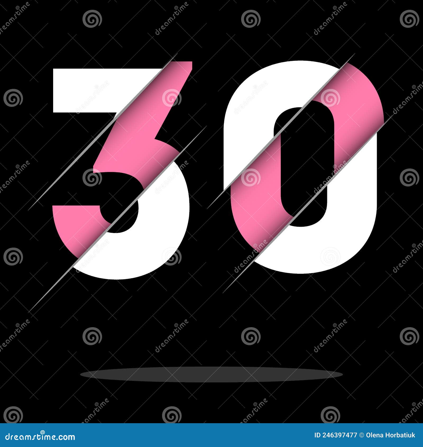 30 3 0 Number Logo Design with a Creative Cut and Black Circle ...