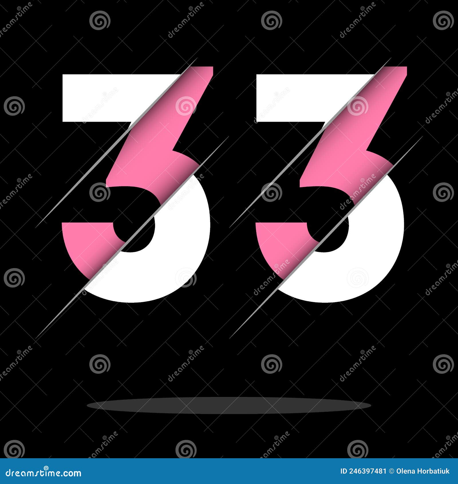 33 3 3 Number Logo Design with a Creative Cut and Black Circle ...