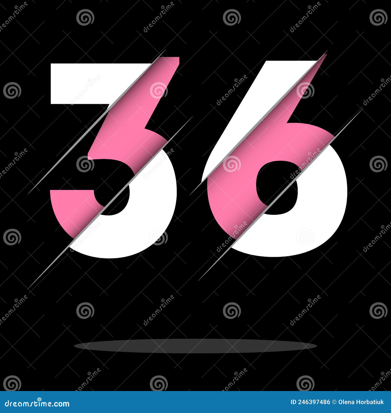36 3 6 Number Logo Design with a Creative Cut and Black Circle ...