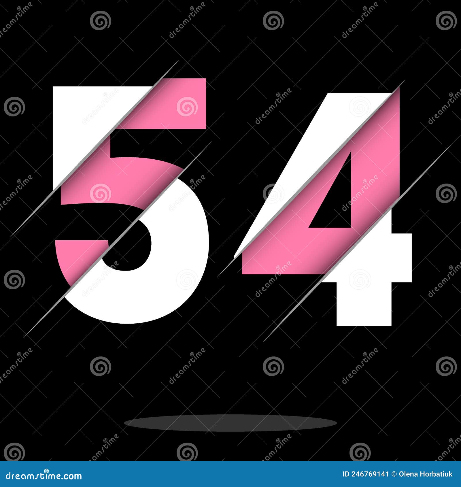 55 5 Number Logo Design with a Creative Cut and Black Circle Background ...