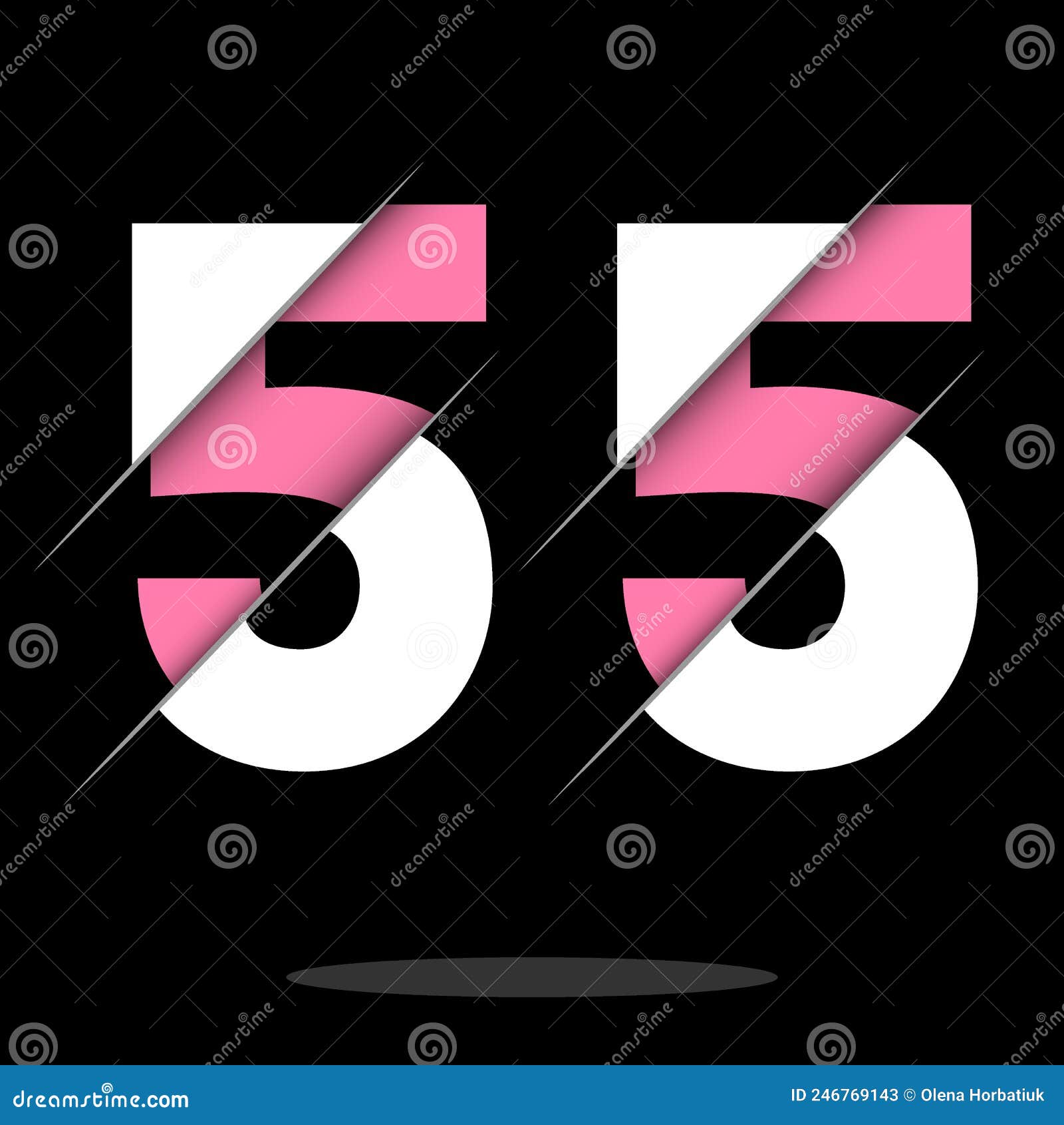 55 5 Number Logo Design with a Creative Cut and Black Circle Background ...