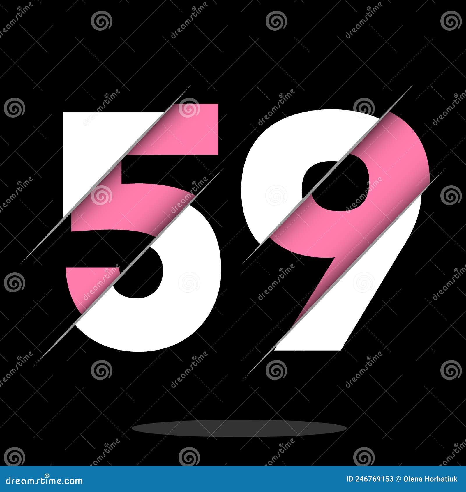 59 5 9 Number Logo Design with a Creative Cut and Black Circle ...