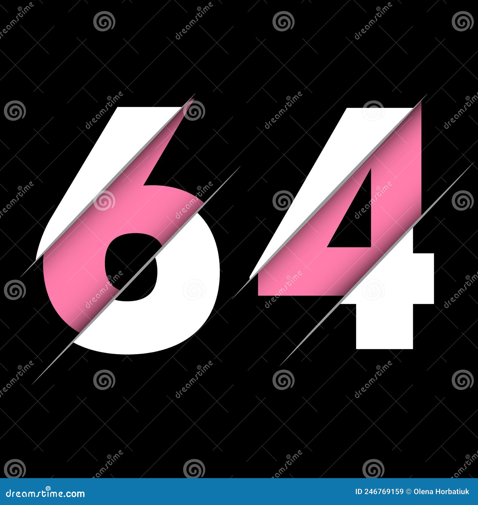 64 6 4 Number Logo Design with a Creative Cut and Black Circle ...