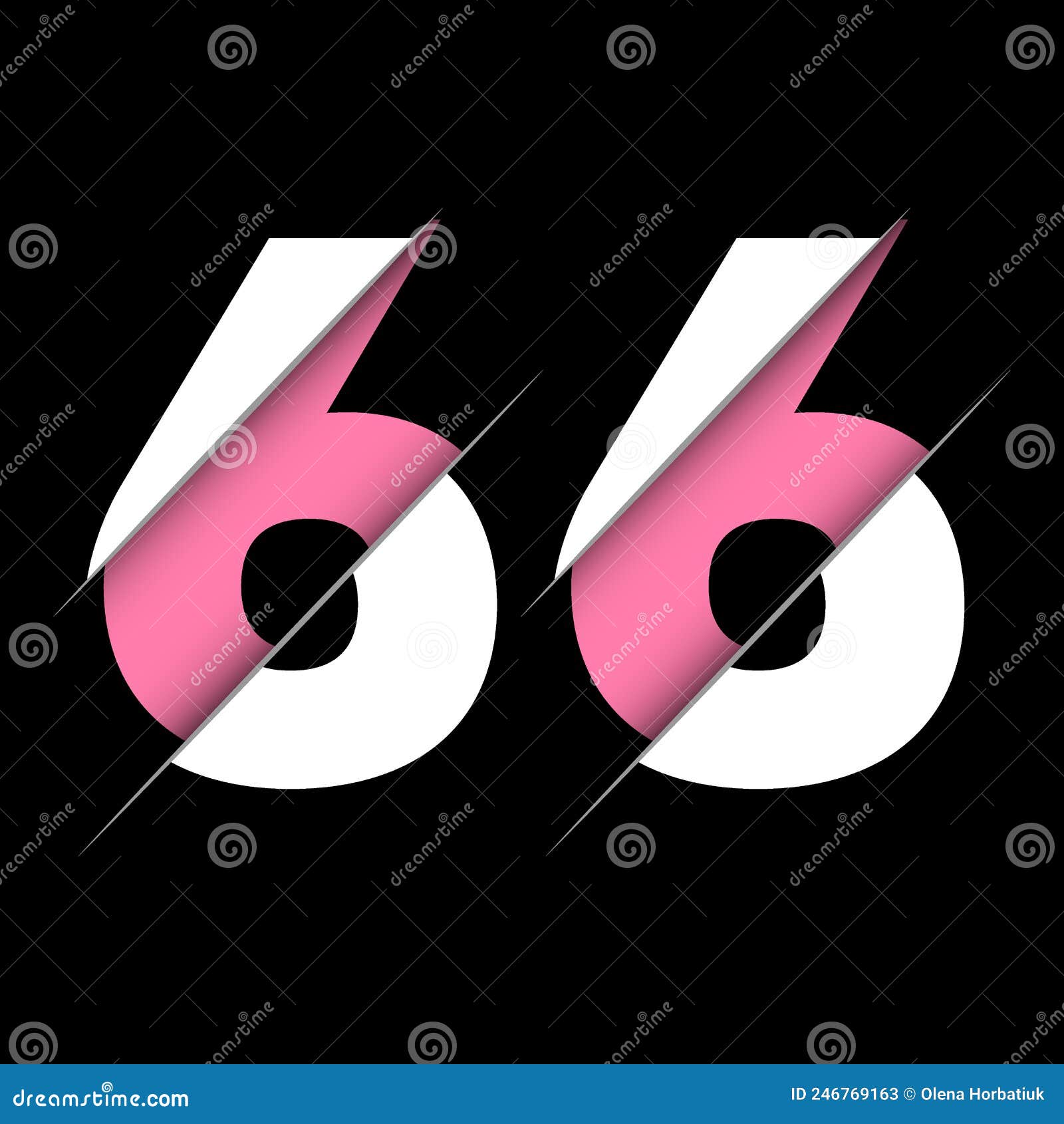 66 6 Number Logo Design with a Creative Cut and Black Circle Background ...