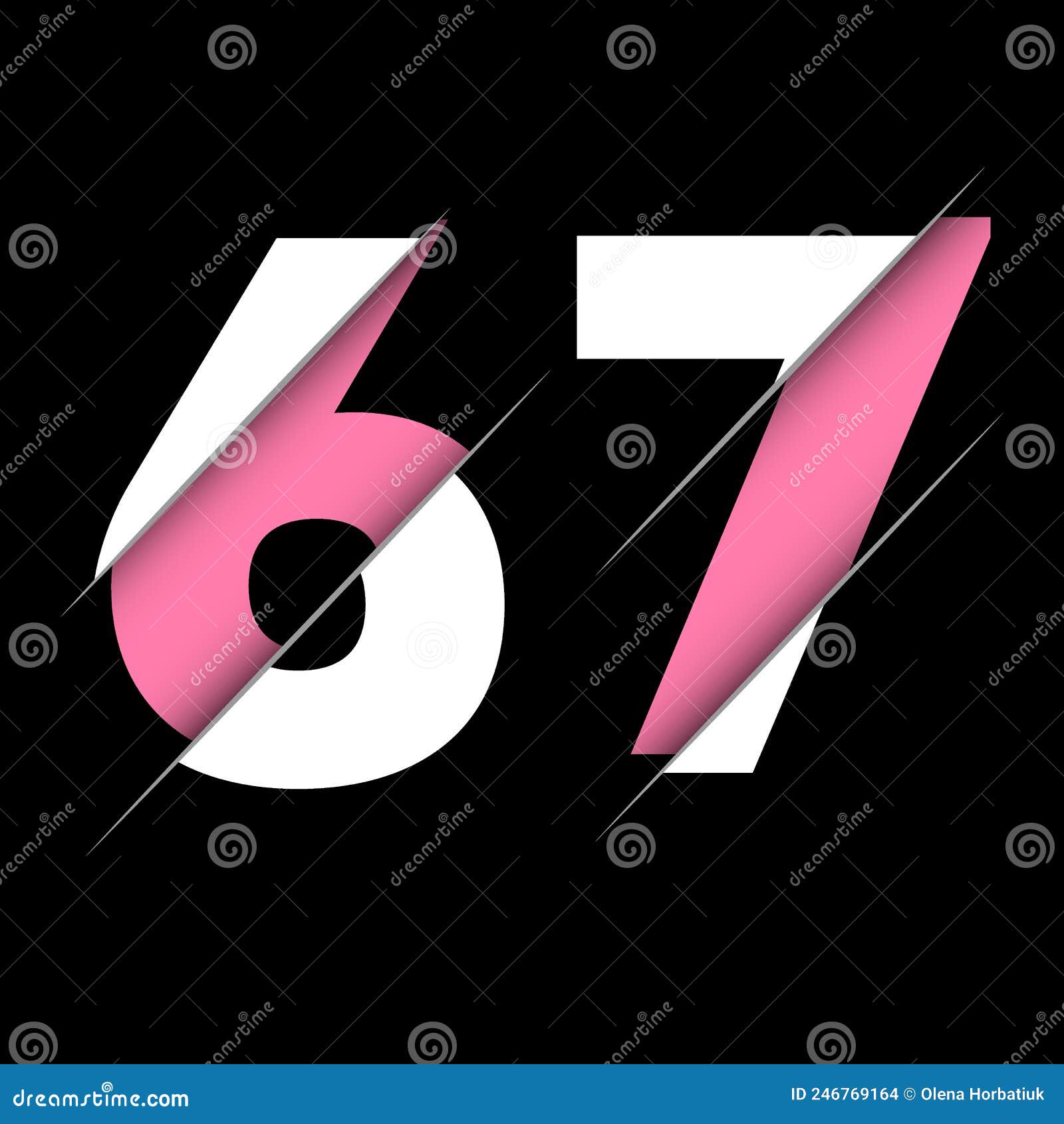 67 6 7 Number Logo Design with a Creative Cut and Black Circle ...