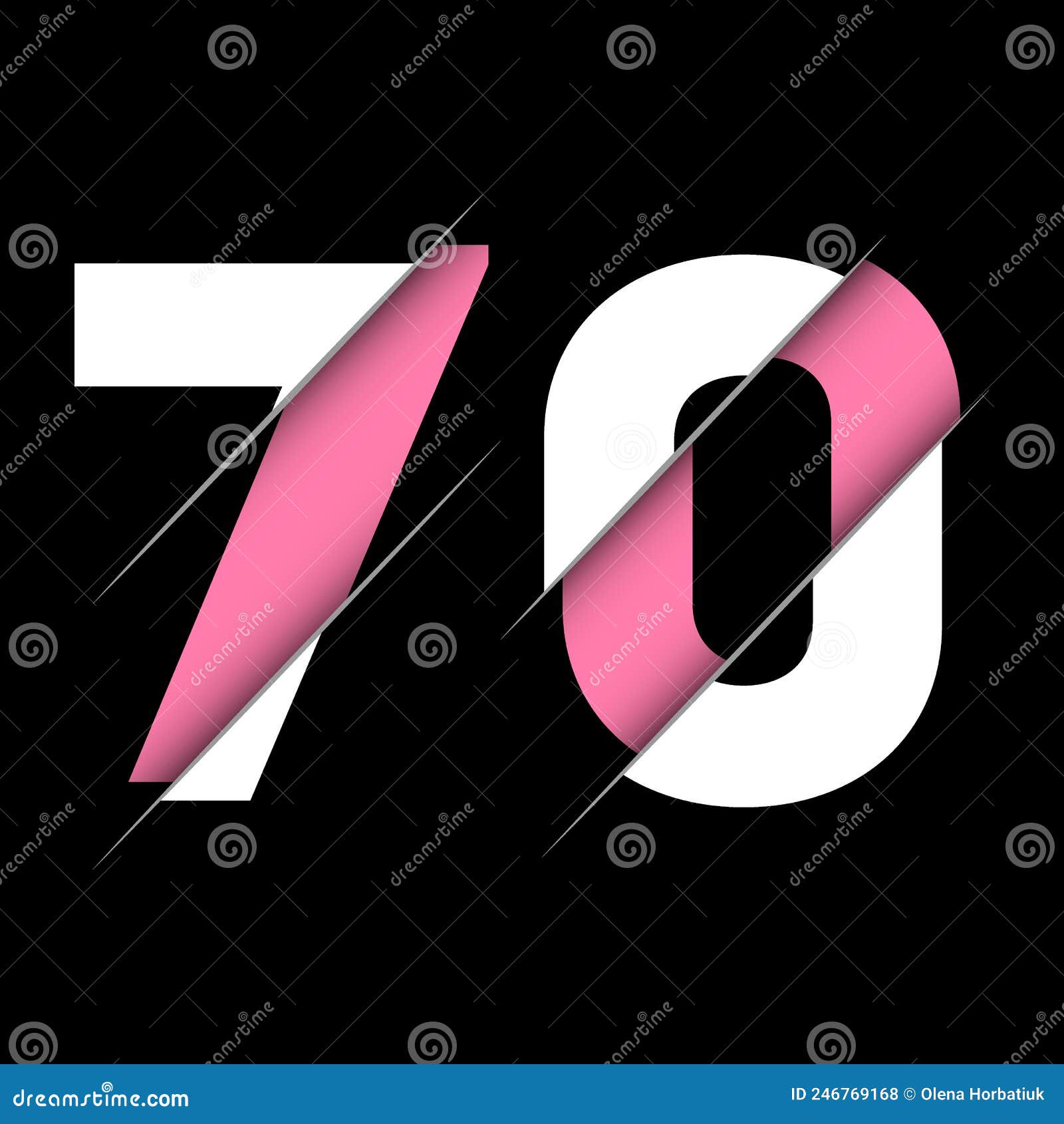 70 7 0 Number Logo Design with a Creative Cut and Black Circle ...