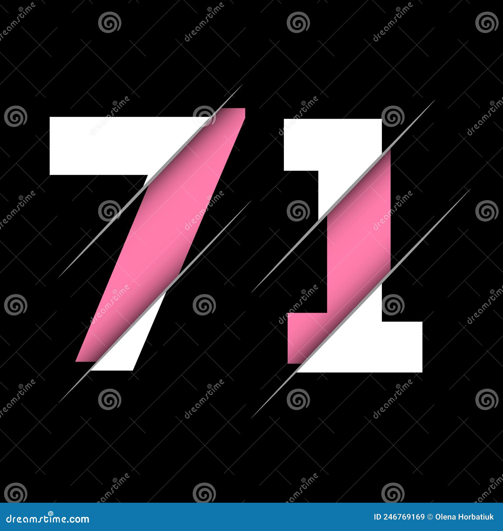 71 7 1 Number Logo Design with a Creative Cut and Black Circle ...