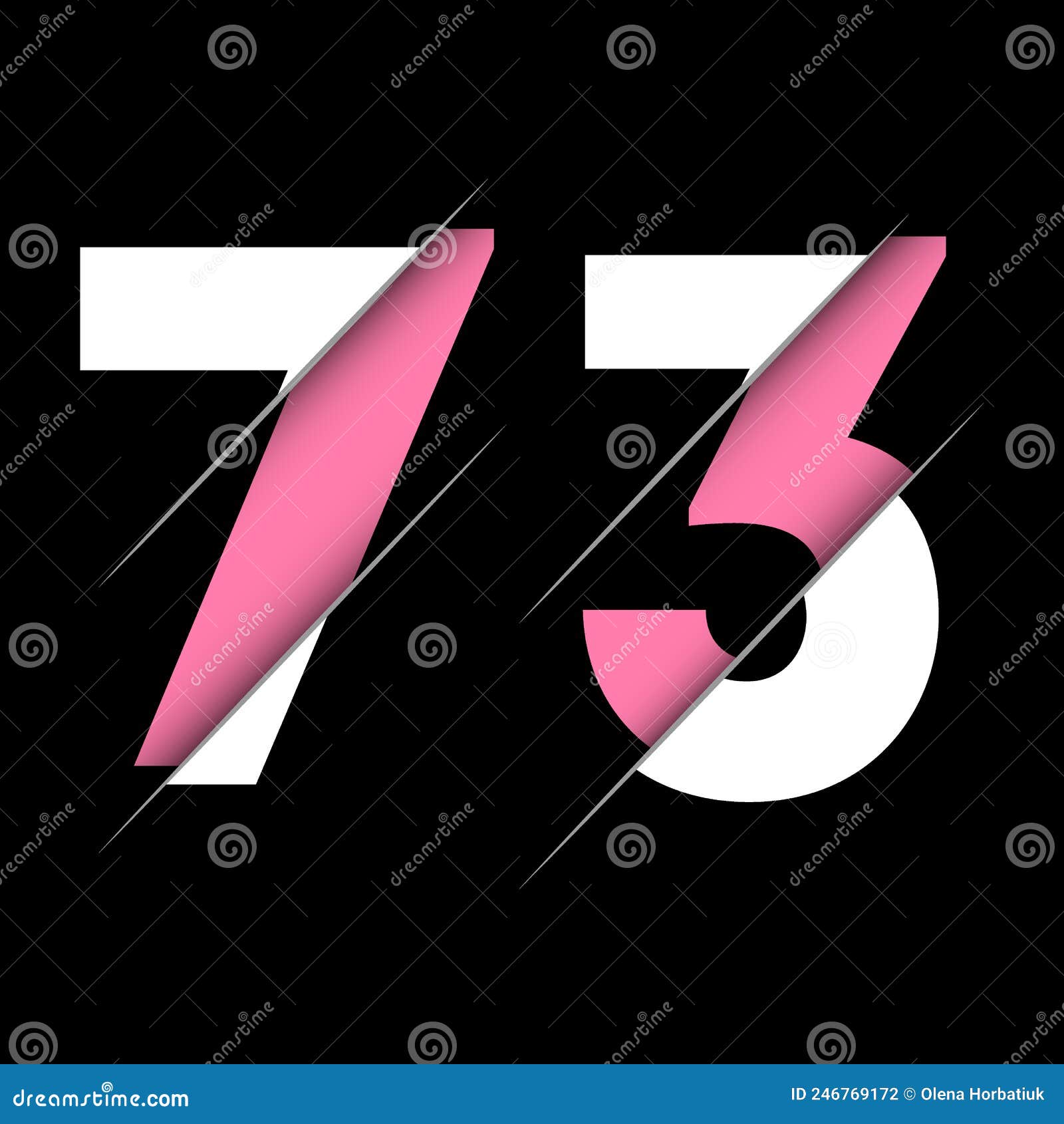 73 7 3 Number Logo Design with a Creative Cut and Black Circle ...