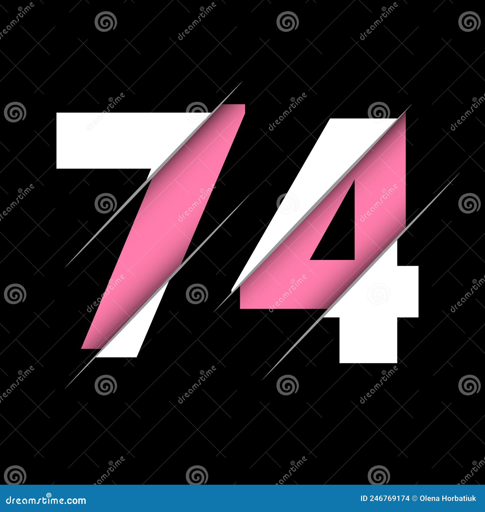 74 7 4 Number Logo Design with a Creative Cut and Black Circle ...
