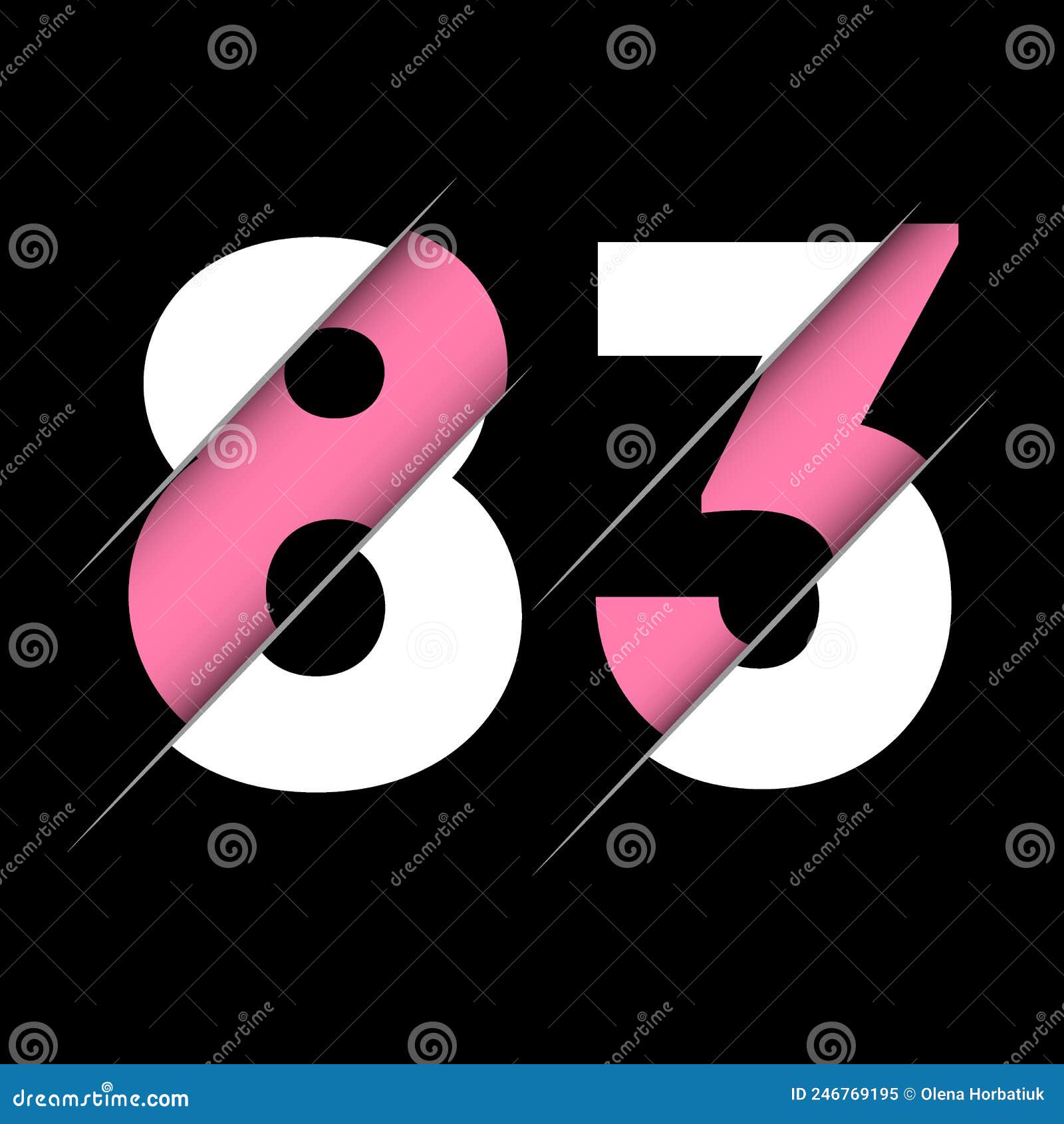 83 8 3 Number Logo Design with a Creative Cut and Black Circle ...