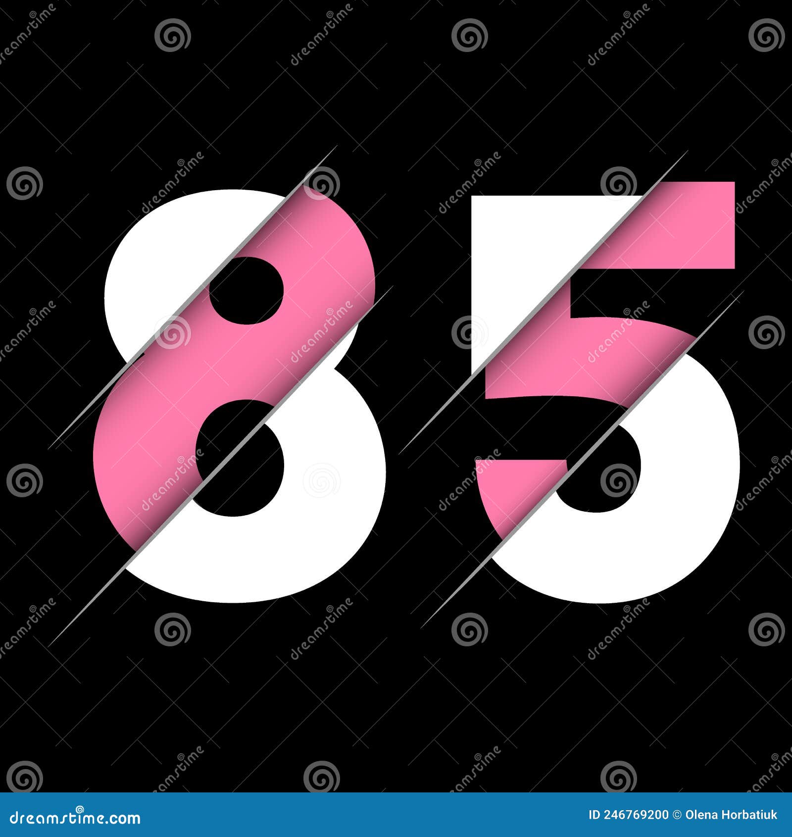 85 8 5 Number Logo Design with a Creative Cut and Black Circle ...