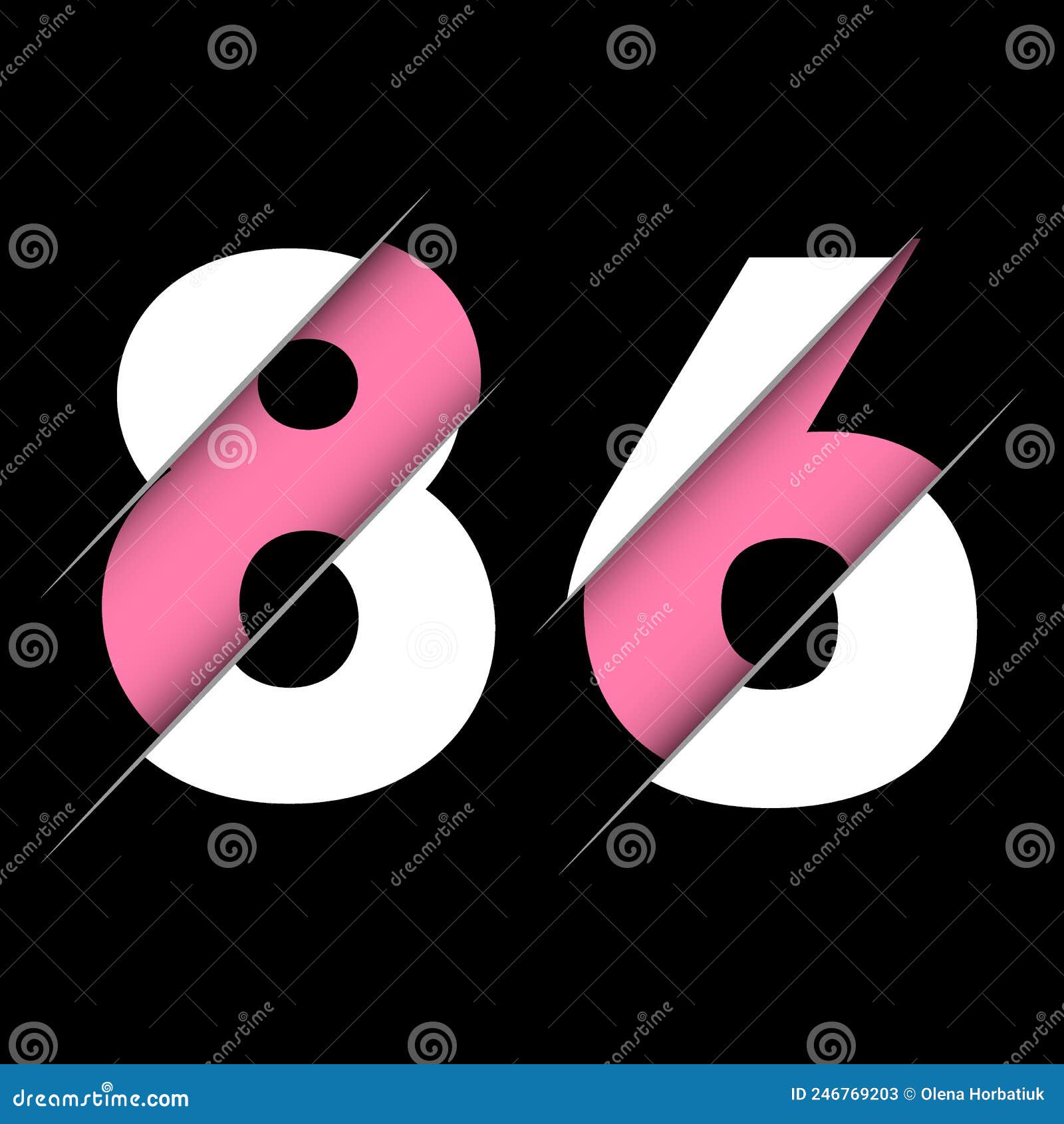 85 8 5 Number Logo Design with a Creative Cut and Black Circle ...