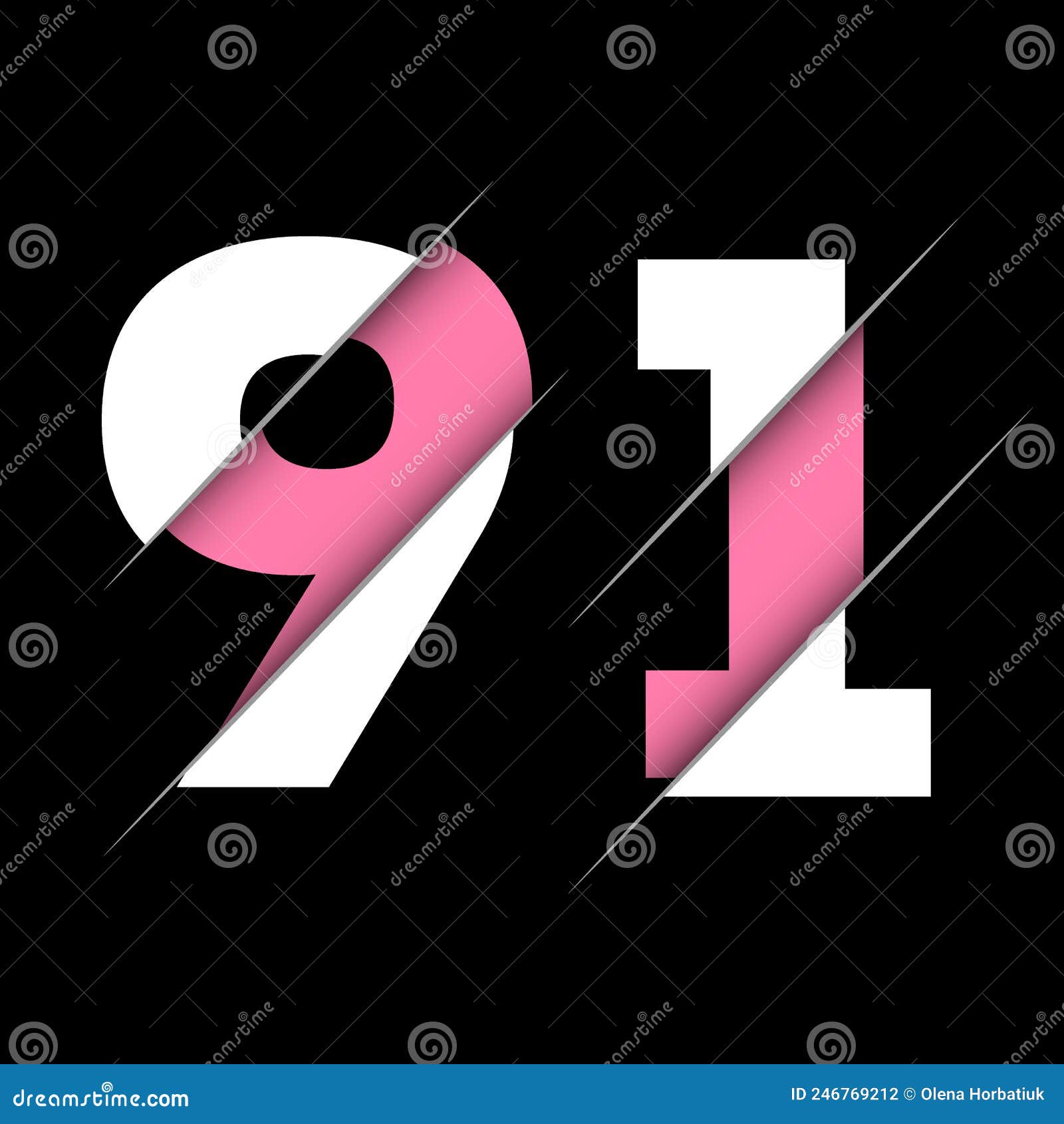 91 9 1 Number Logo Design with a Creative Cut and Black Circle ...