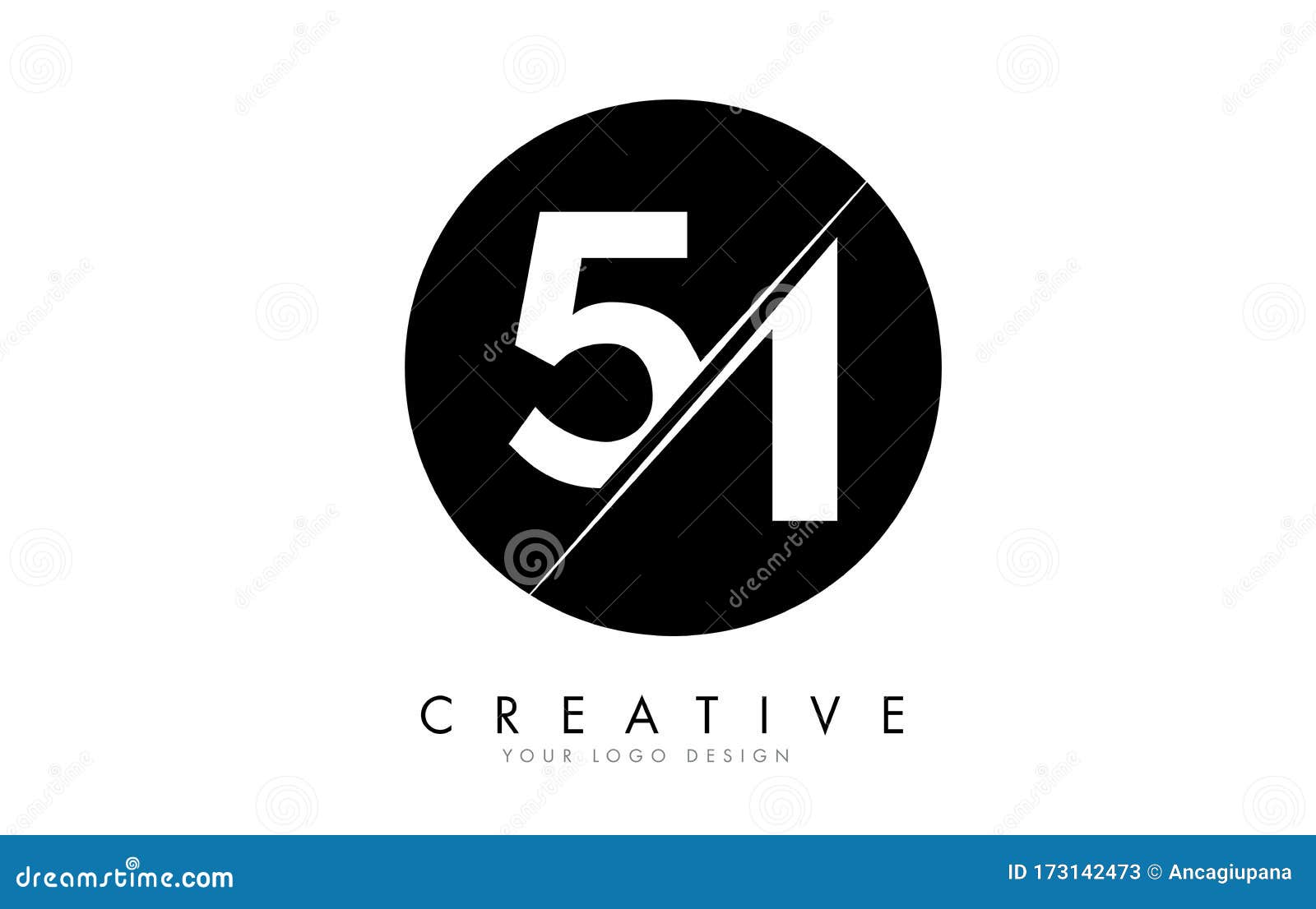 51 5 1 Number Logo Design with a Creative Cut and Black Circle ...