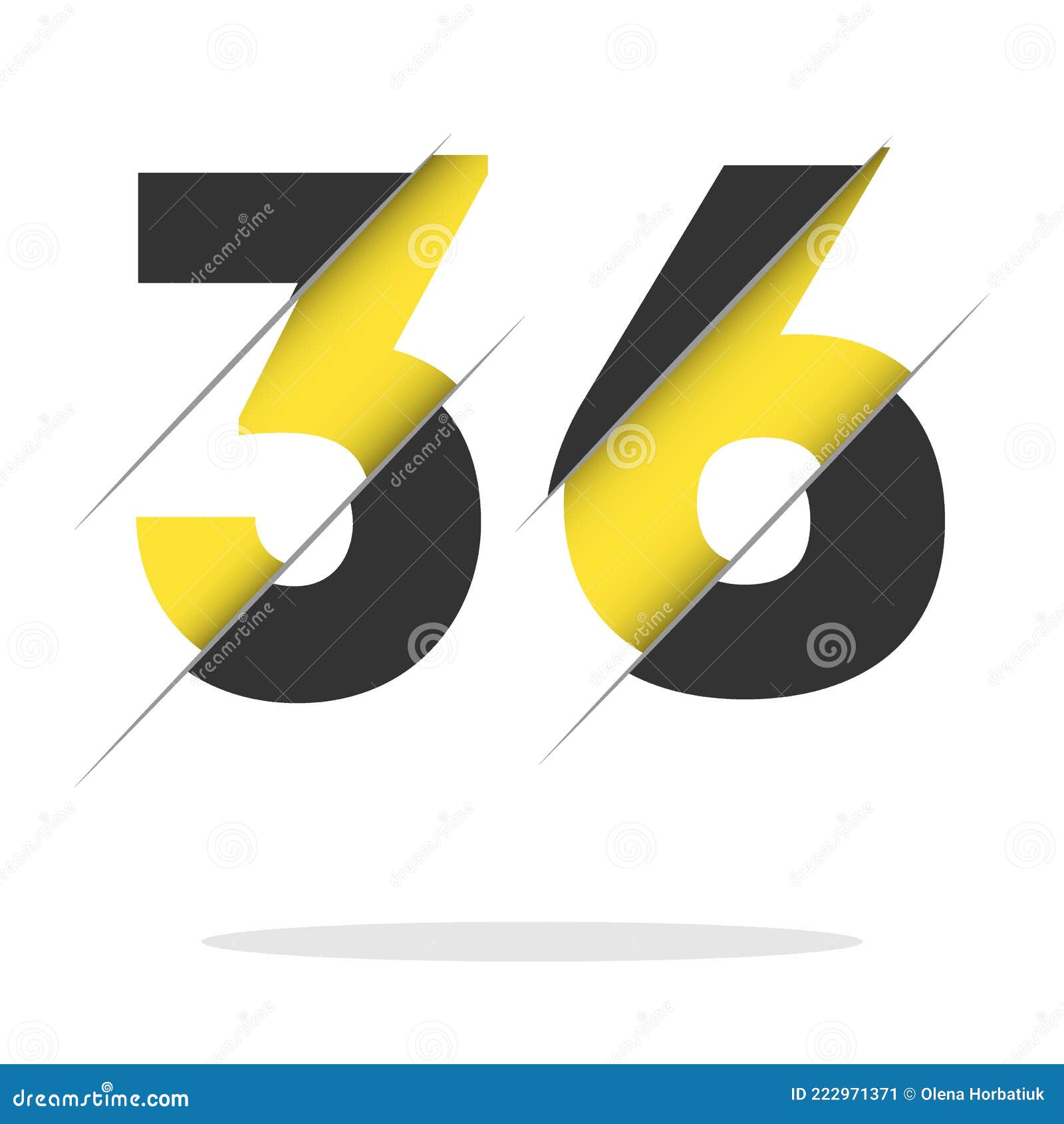 36 3 6 Number Logo Design with a Creative Cut and Black Circle ...