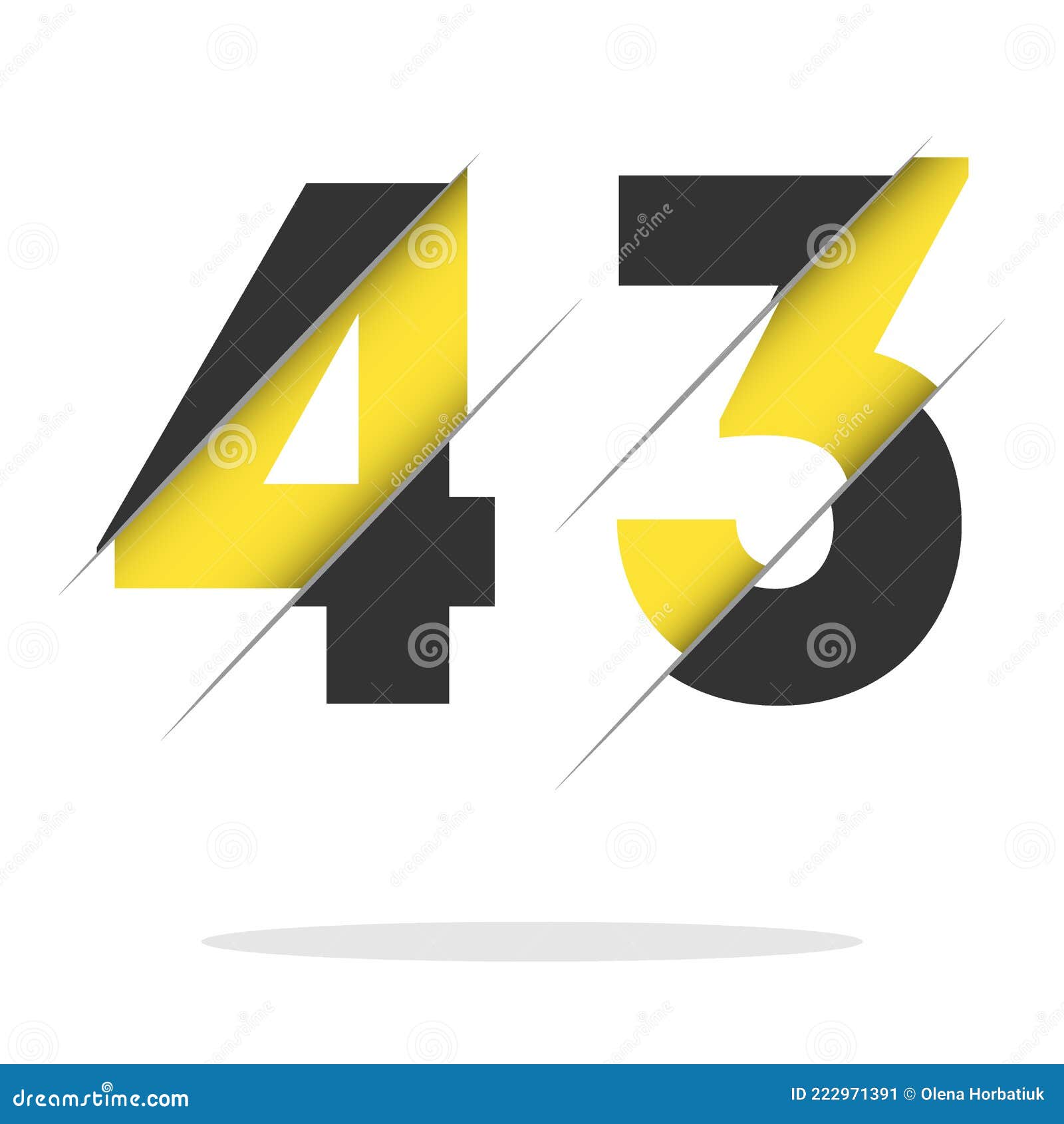 43 4 3 Number Logo Design with a Creative Cut and Black Circle ...
