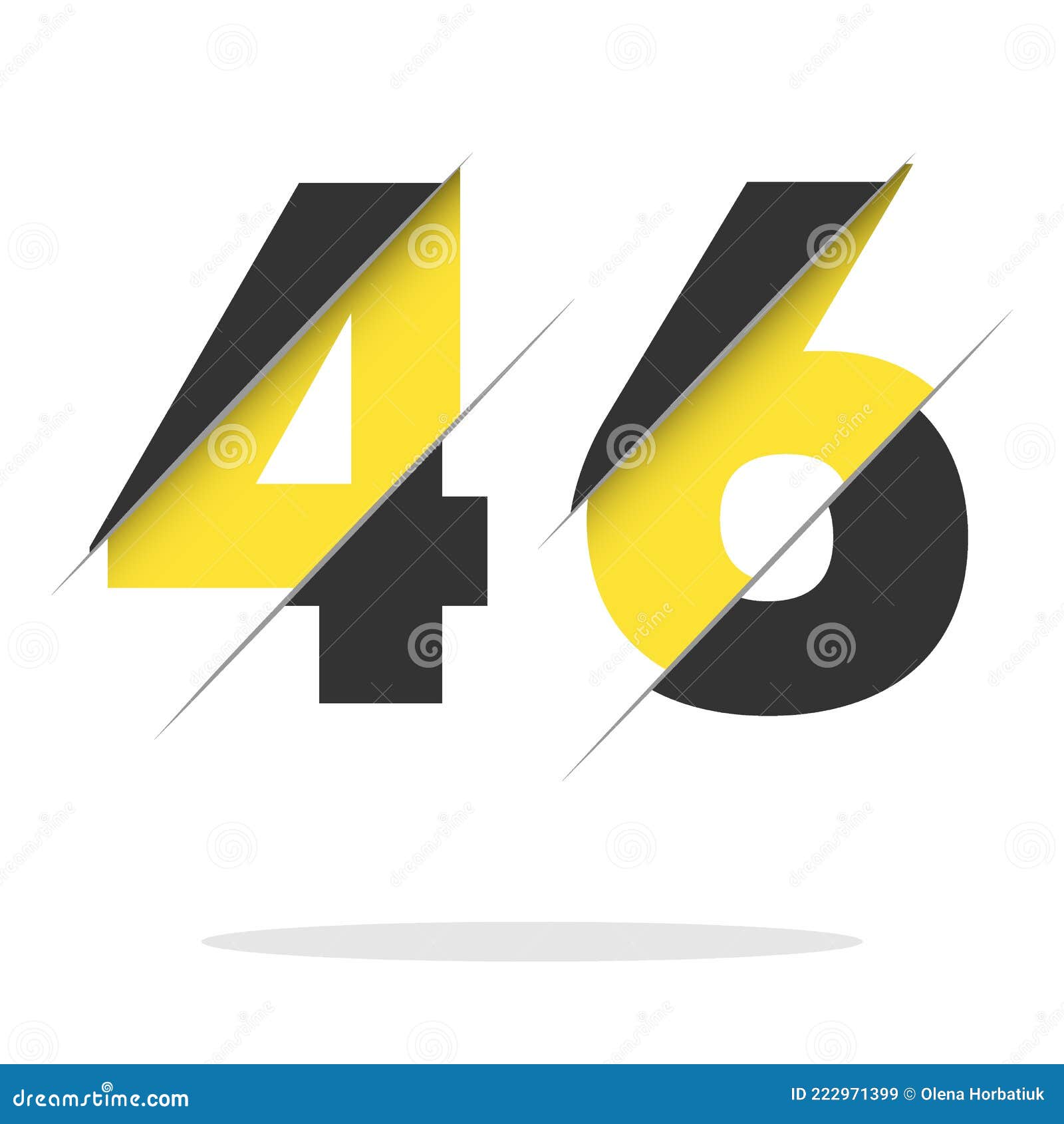 46 4 6 Number Logo Design with a Creative Cut and Black Circle ...