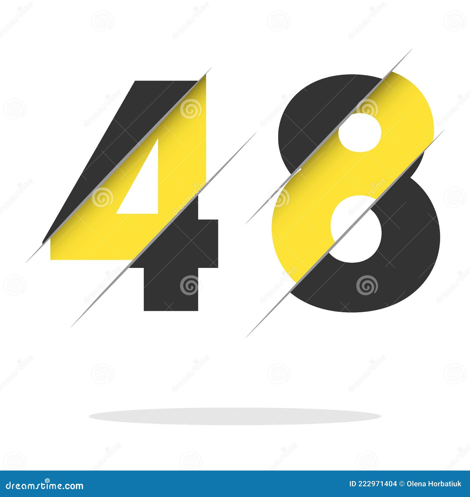 48 4 8 Number Logo Design with a Creative Cut and Black Circle ...