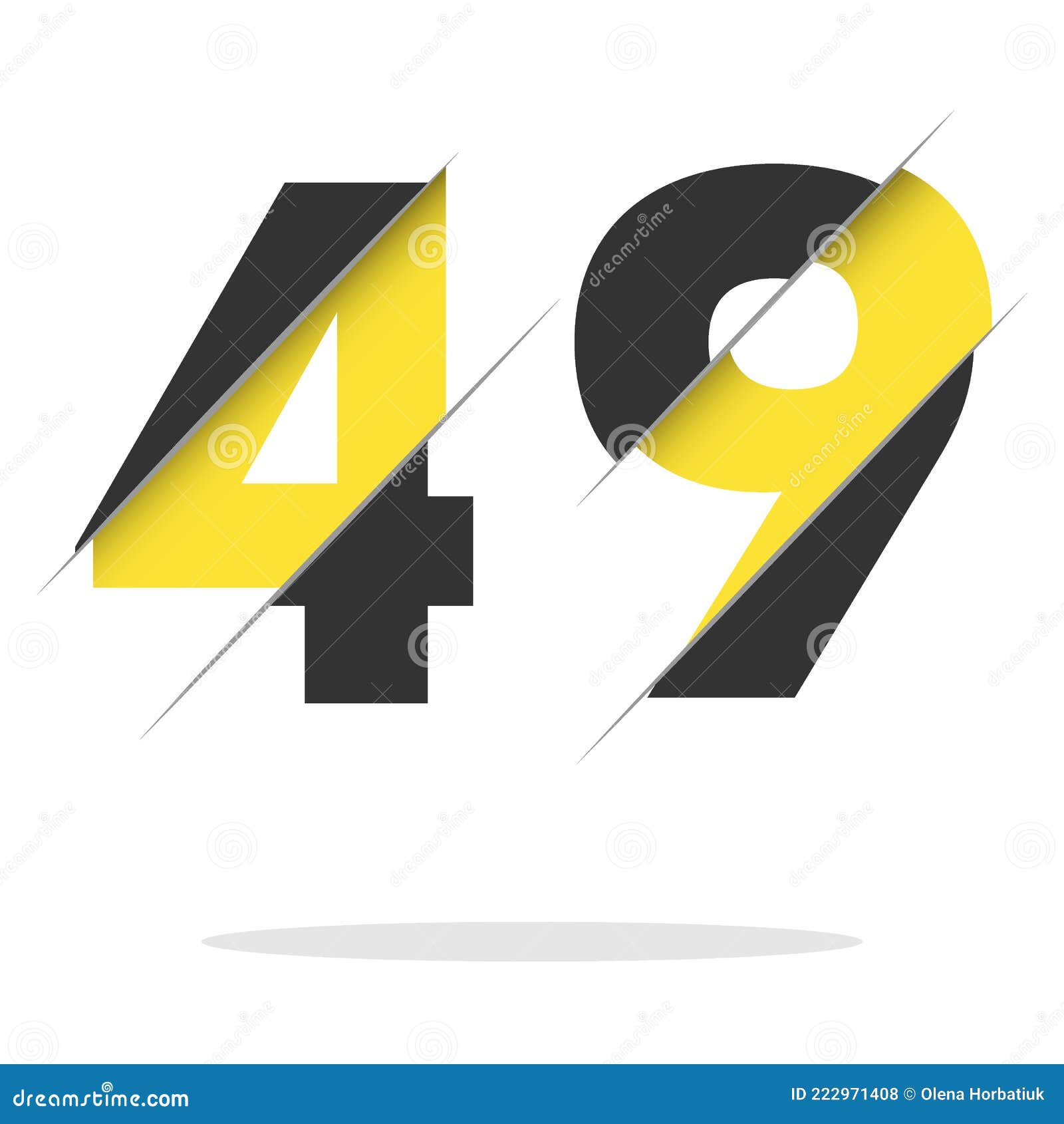 49 4 9 Number Logo Design with a Creative Cut and Black Circle ...
